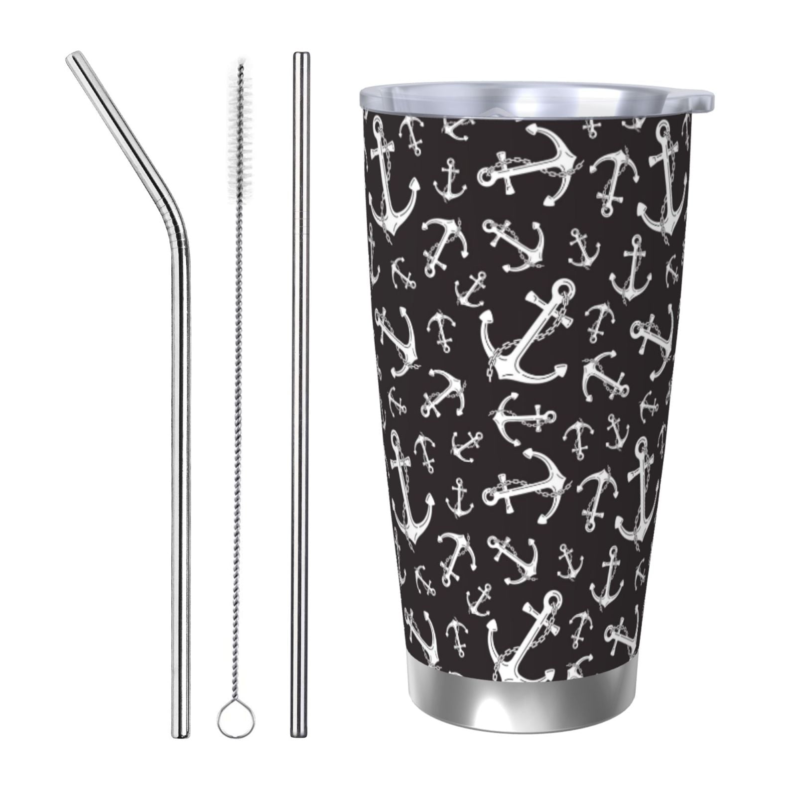 Daiia Anchors Printed 20oz Insulated Coffee Cup with Straw Topper ...