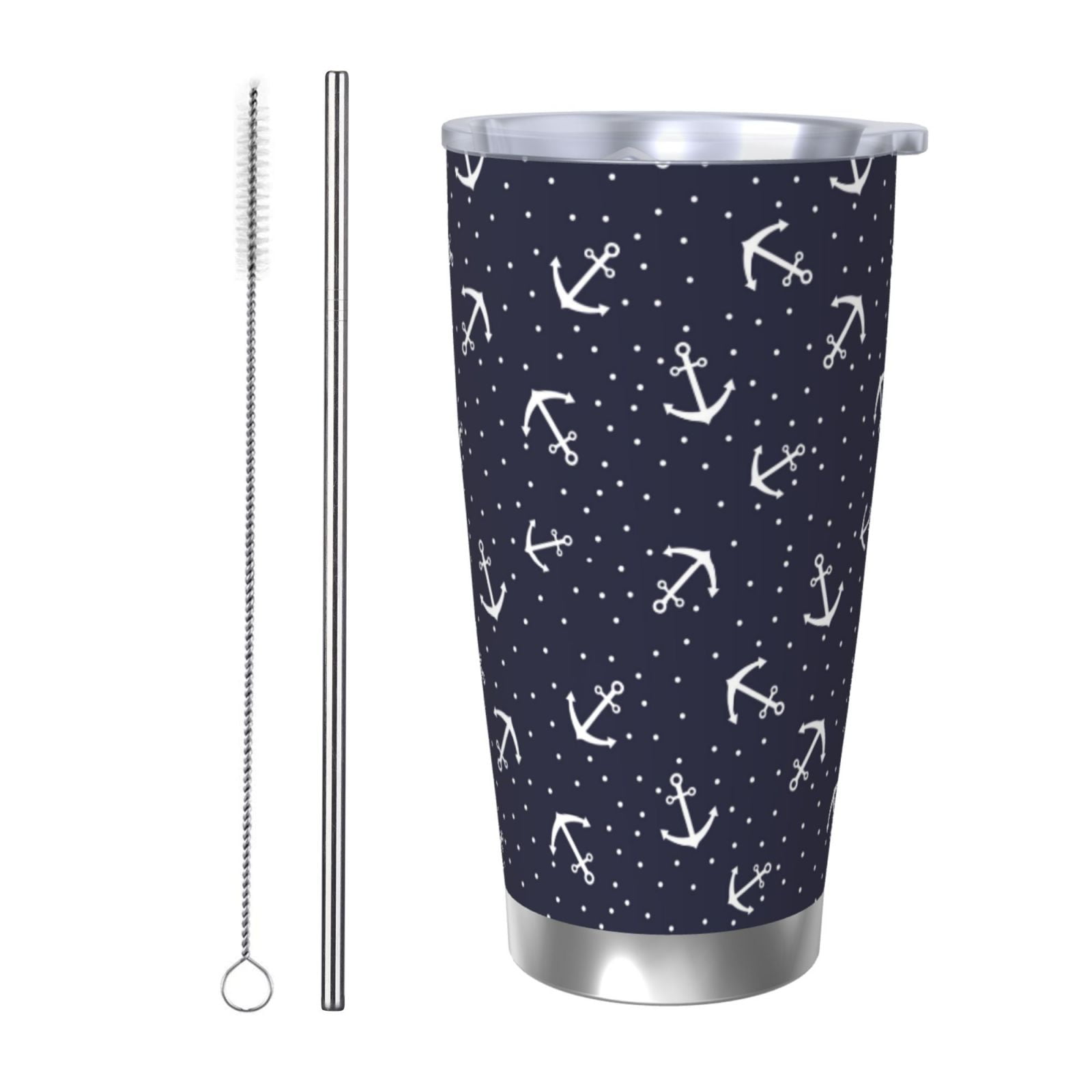 Daiia Anchors Printed 20oz Insulated Coffee Cup with Straw Topper ...