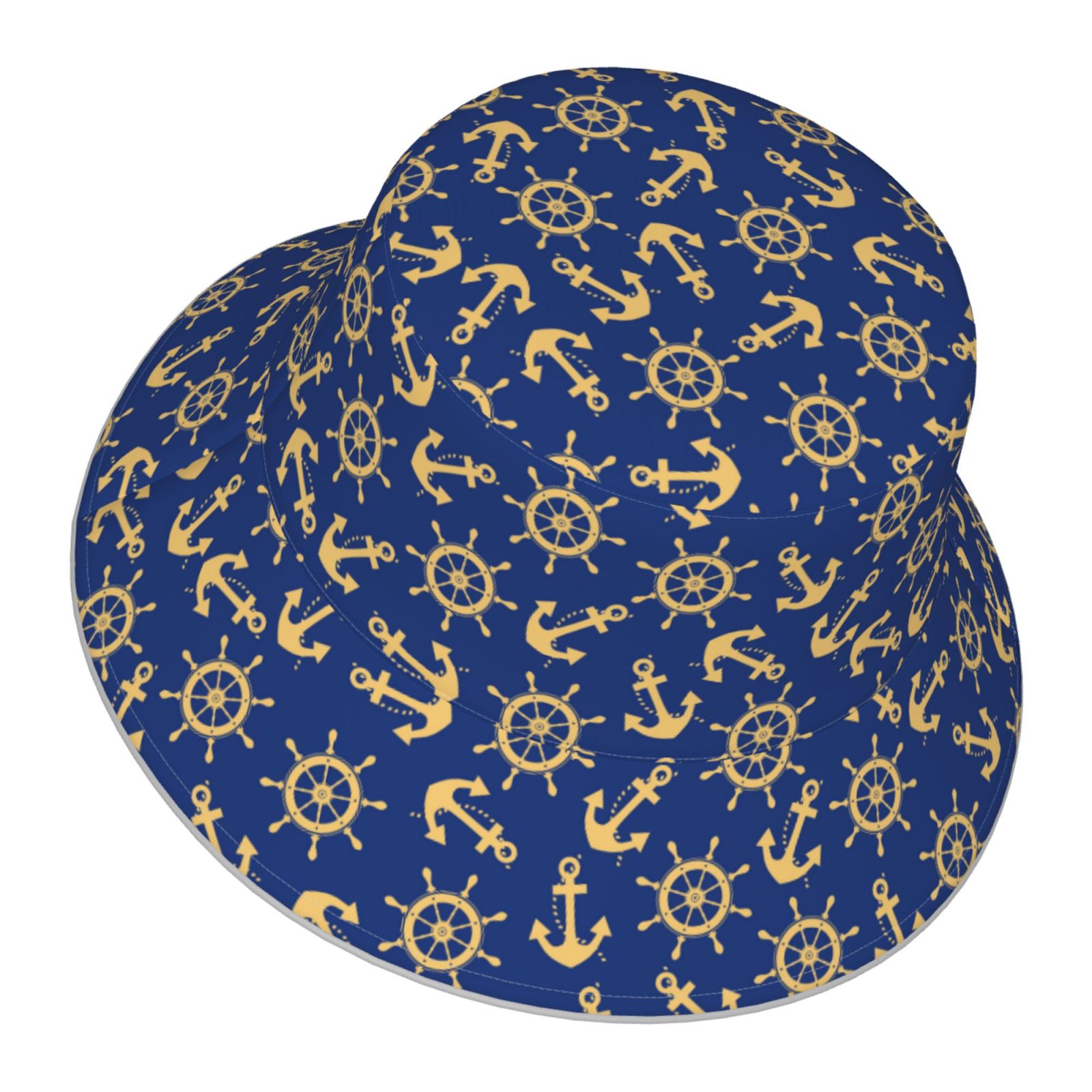 Daiia Anchors and Nautical Pattern Bucket Hat - Trendy Cotton Sun Hat ...