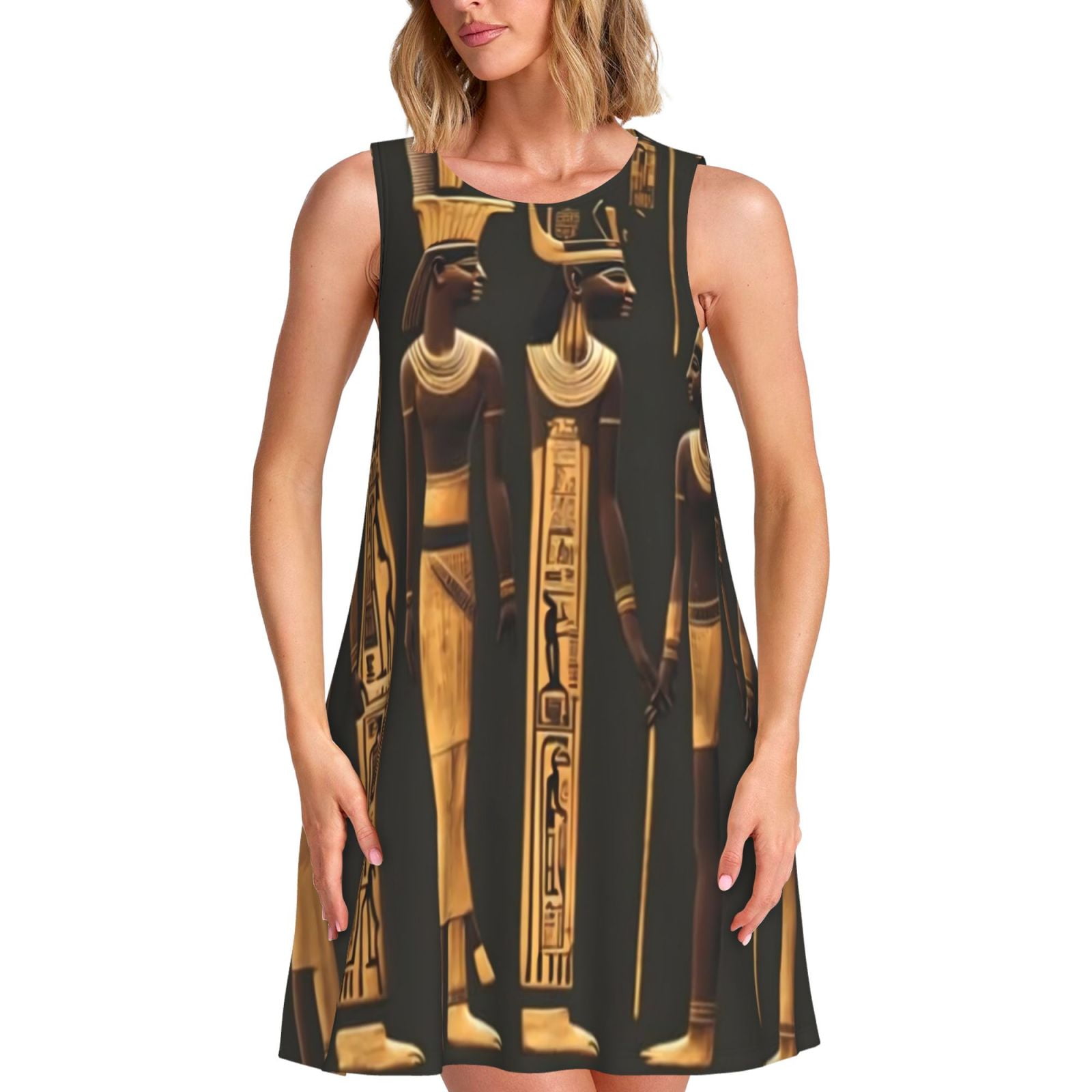 Daiia Ancient Egyptian Hieroglyph Print Women's Dresses 2025 Trendy ...