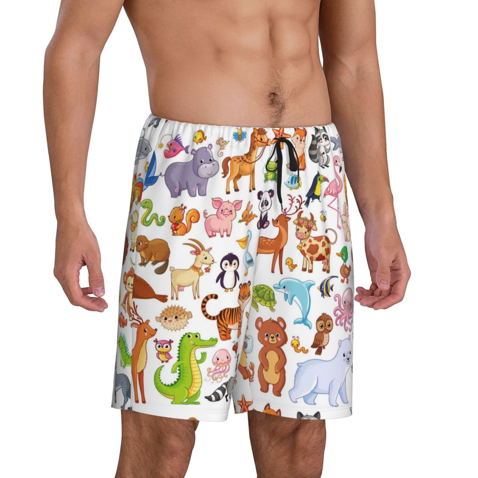 Daiia Animal Cartoon Style Mens Woven Stretch Pajama Short,Short Pajama ...