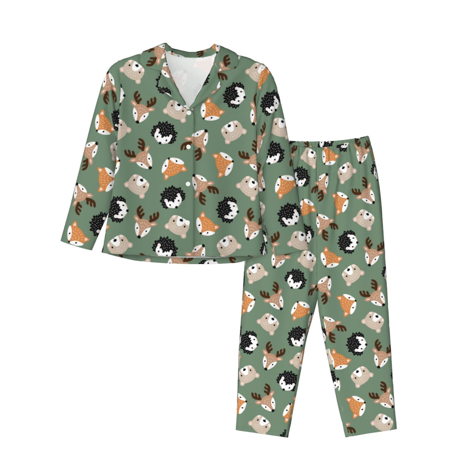 Daiia Animal Heads for Women's Long-Sleeved Pajama Set – Soft ...