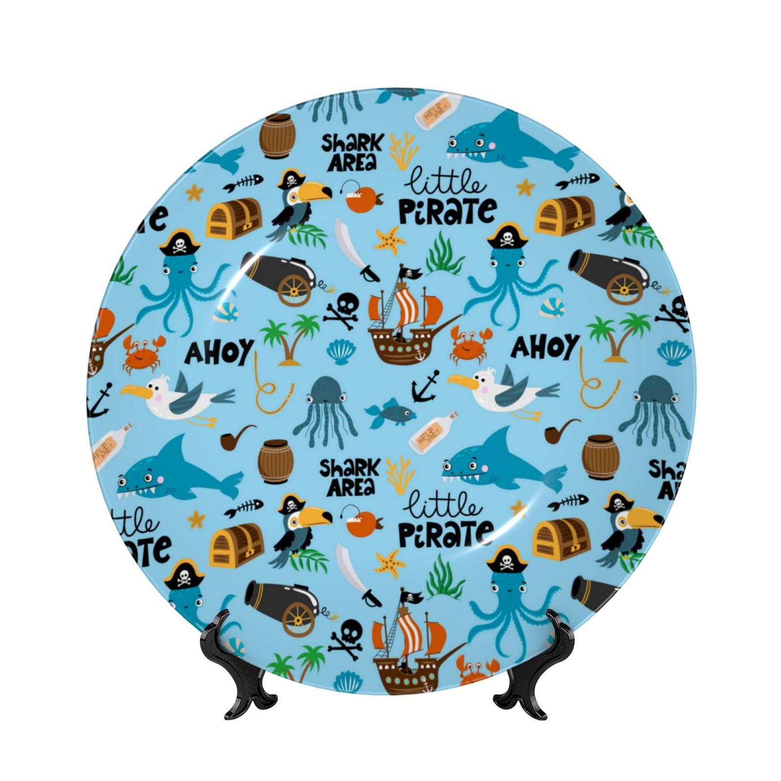 Daiia Animal Pirate Printed Pattern Ceramic Plate Dinner Plates Bone ...