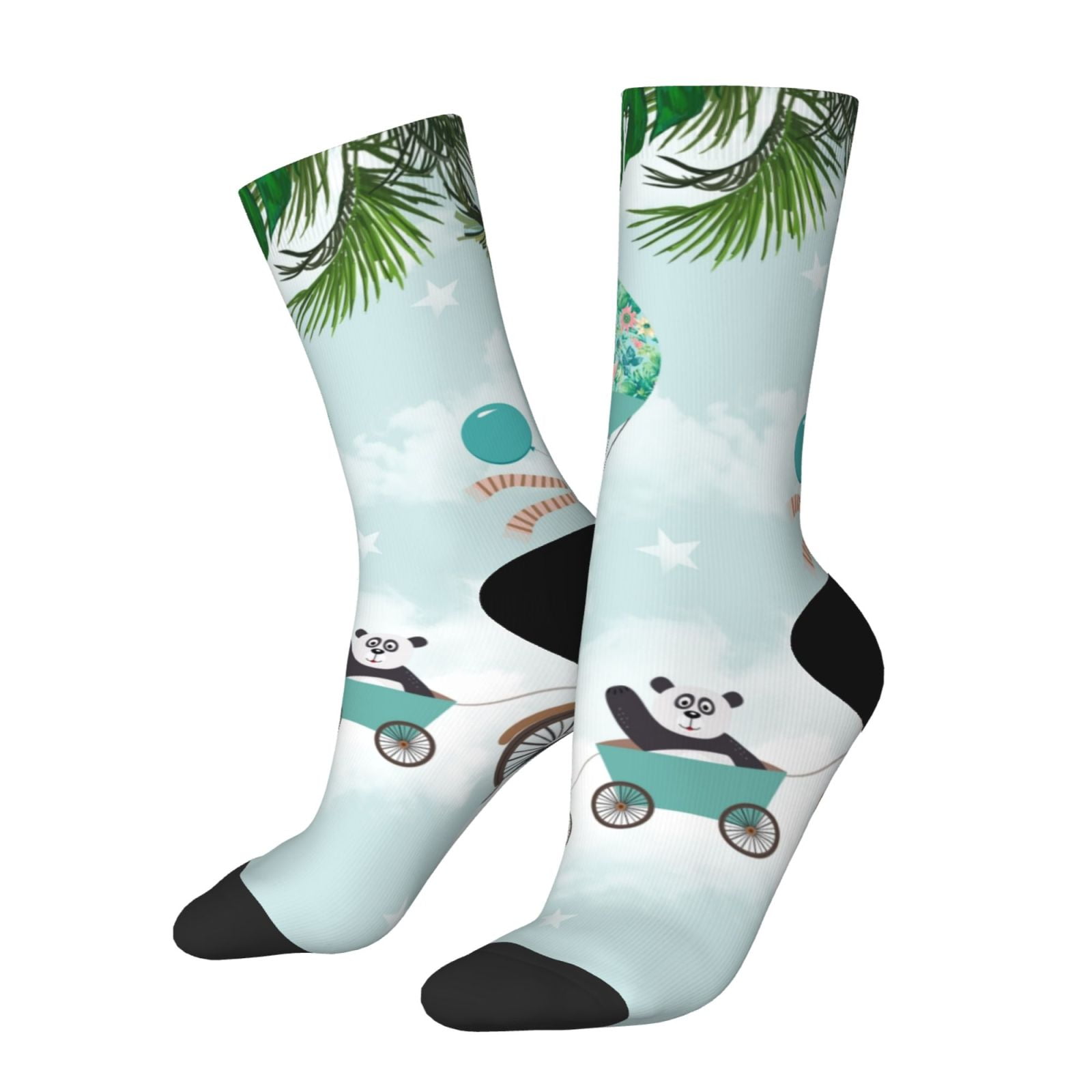 Daiia Animals Riding Across The Sky Print Crew Socks – Soft Breathable ...