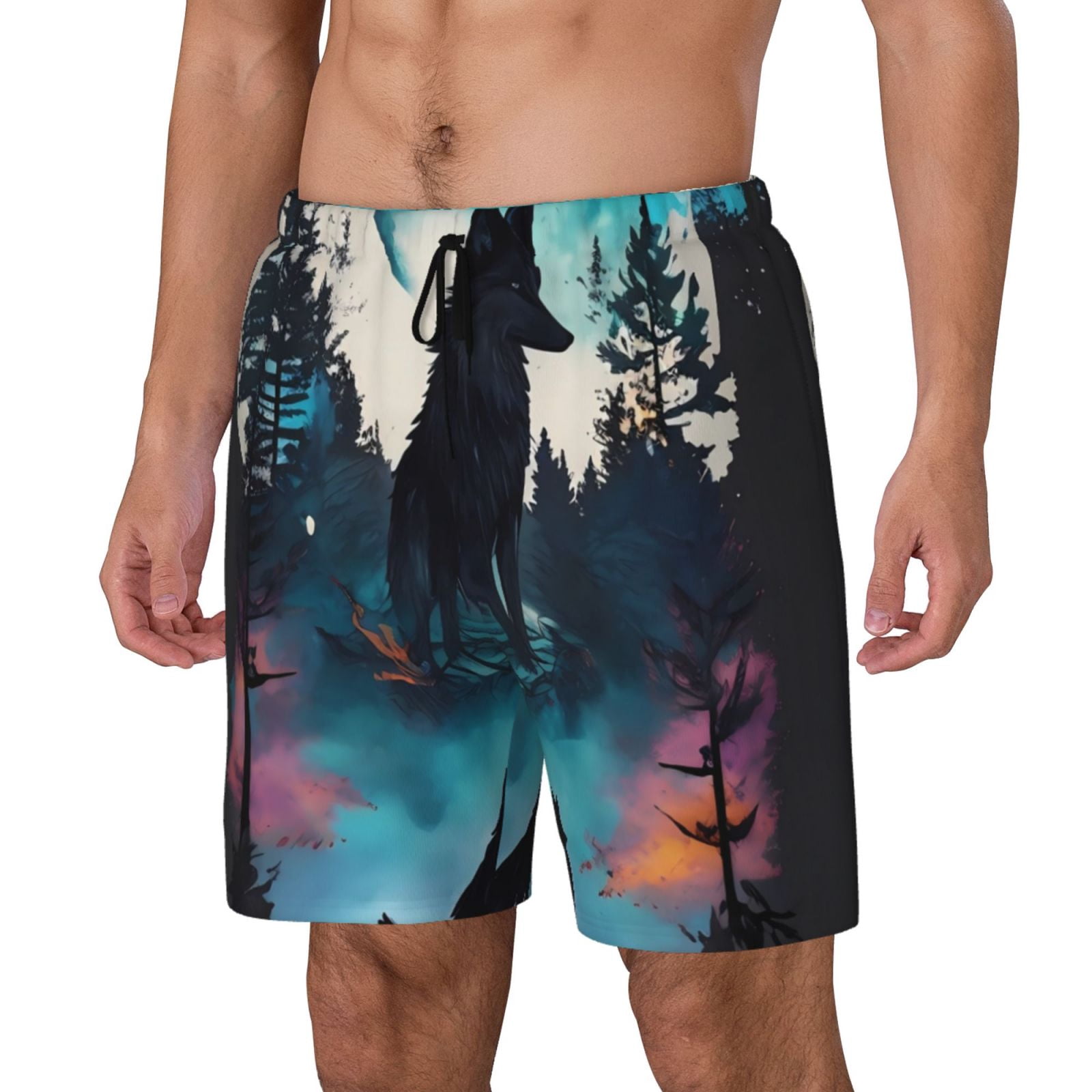 Daiia Artistic Moon Valley Wolf Mens Swim Trunks Swim Shorts Quick Dry ...