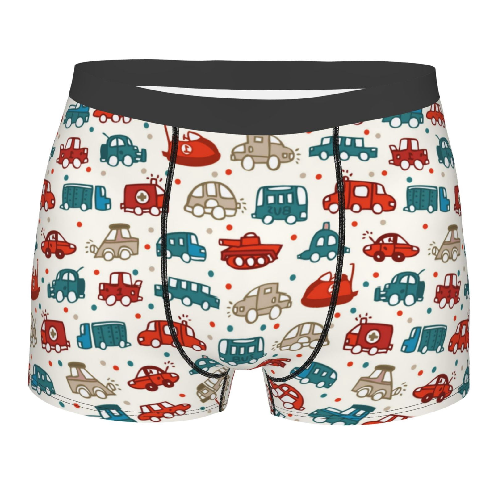 Daiia Artoon Car Men's Underwear Boxer Briefs, Cotton Stretch Moisture ...