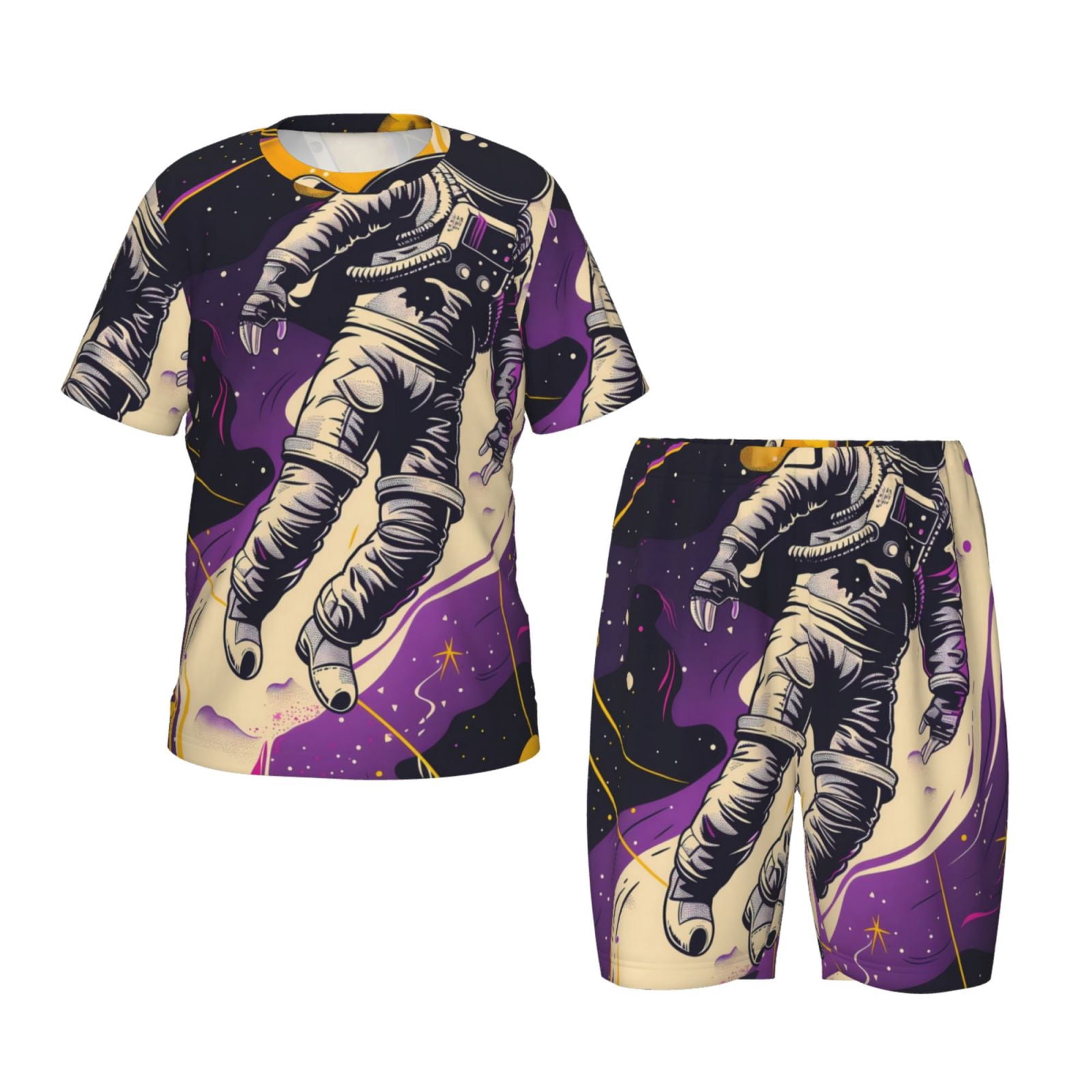 Daiia Astronaut Floating purple Space Print Children’s Cotton Pajama ...