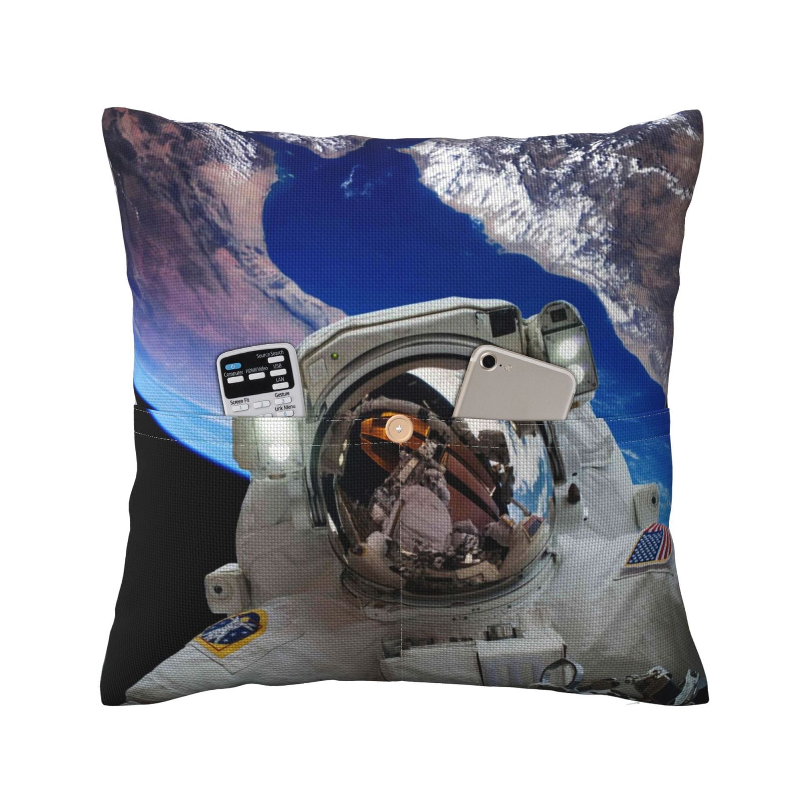 Daiia Astronaut in Outer Space Pattern Linen Decorative Throw Pillow ...