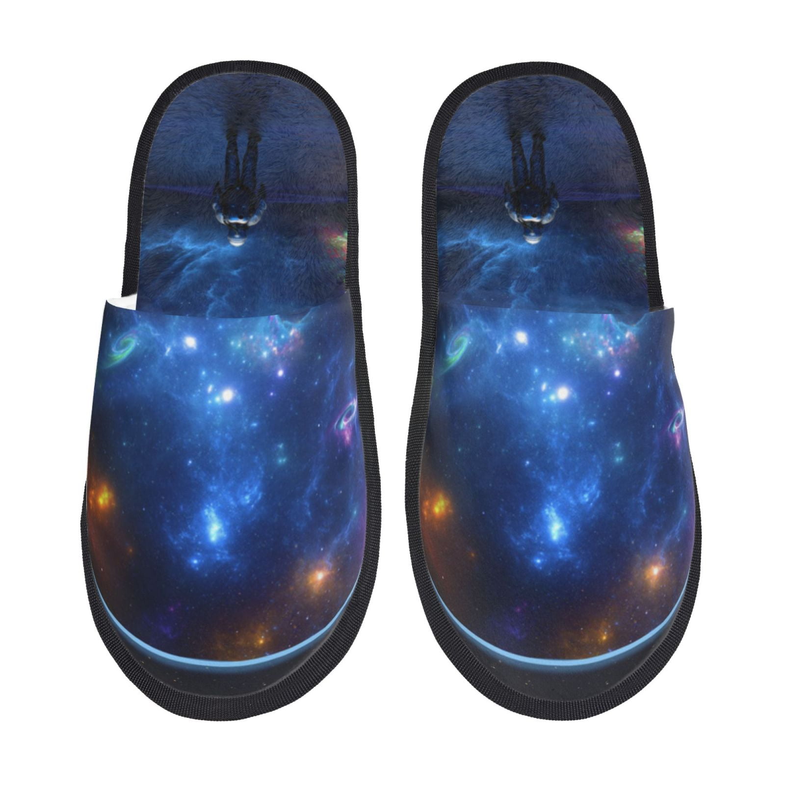 Daiia Astronaut Pattern Furry Slippers for Women and Men, Soft Plush ...