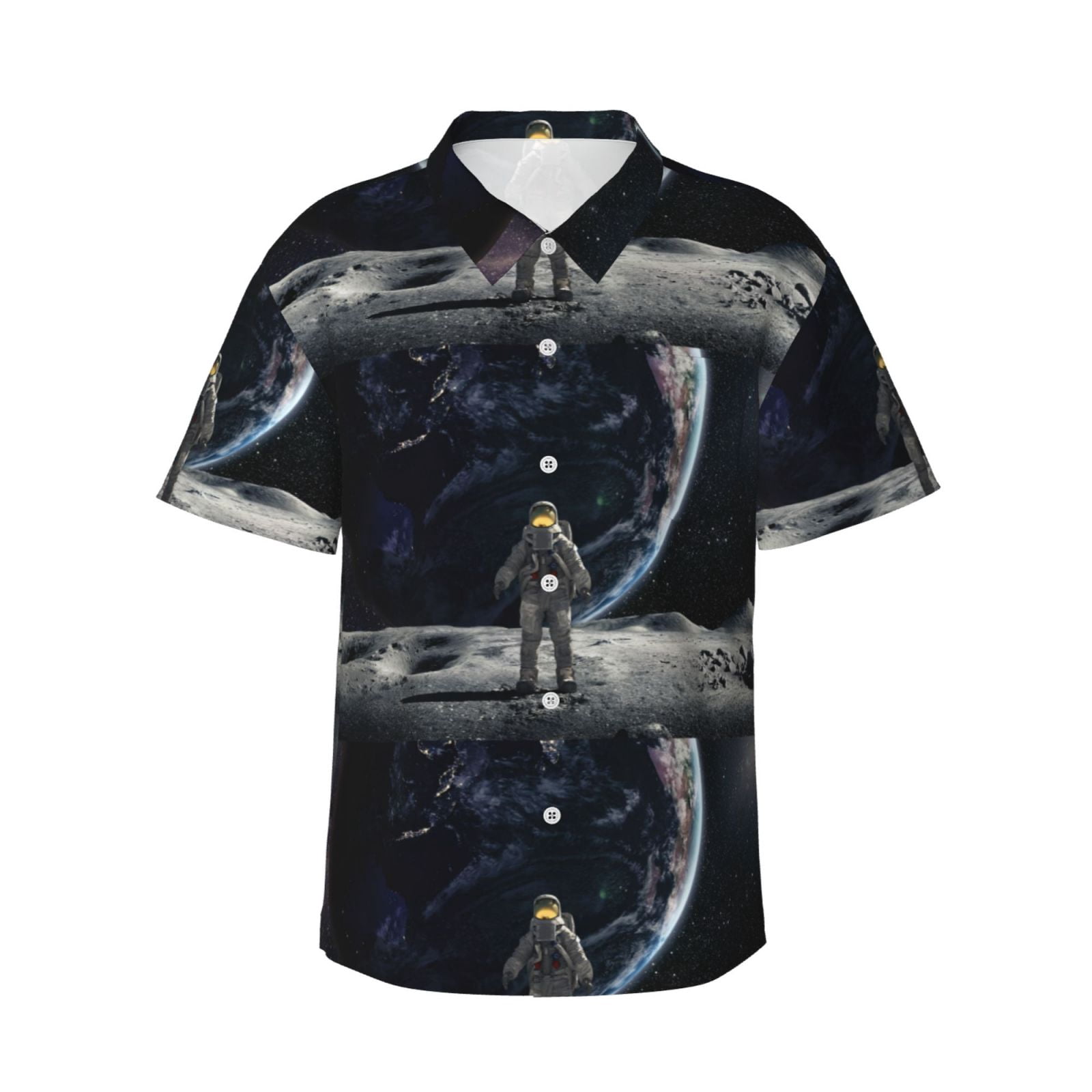 Daiia Astronaut Standing In The Moon Hawaiian Shirt for Men Gentle ...