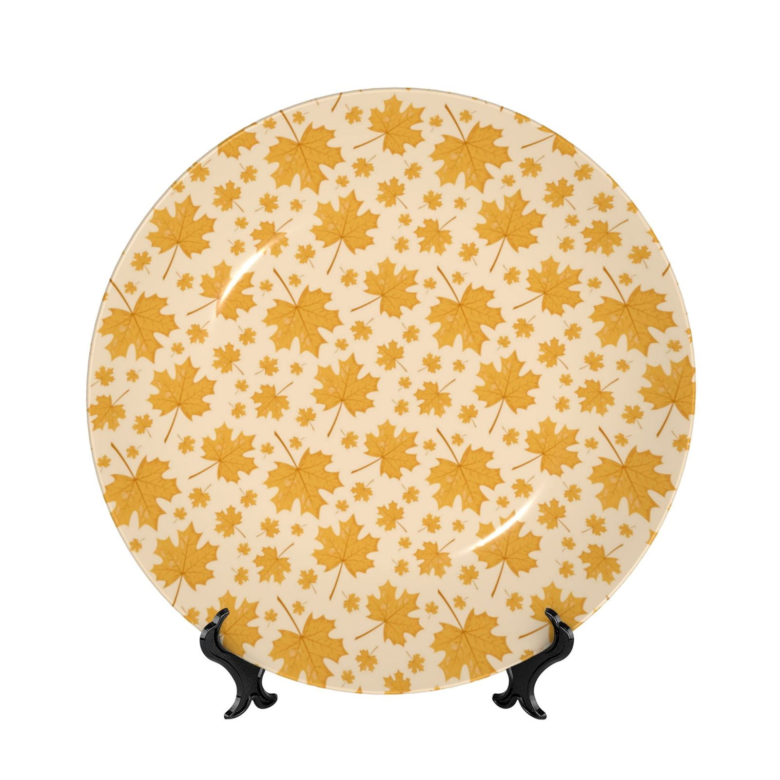 Daiia Autumn Fall Yellow Leaves Printed Pattern Ceramic Plate Dinner ...