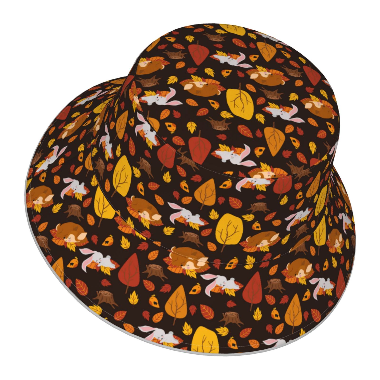Daiia Autumn Forest Small Animals Lazy Pattern Bucket Hat - Trendy ...