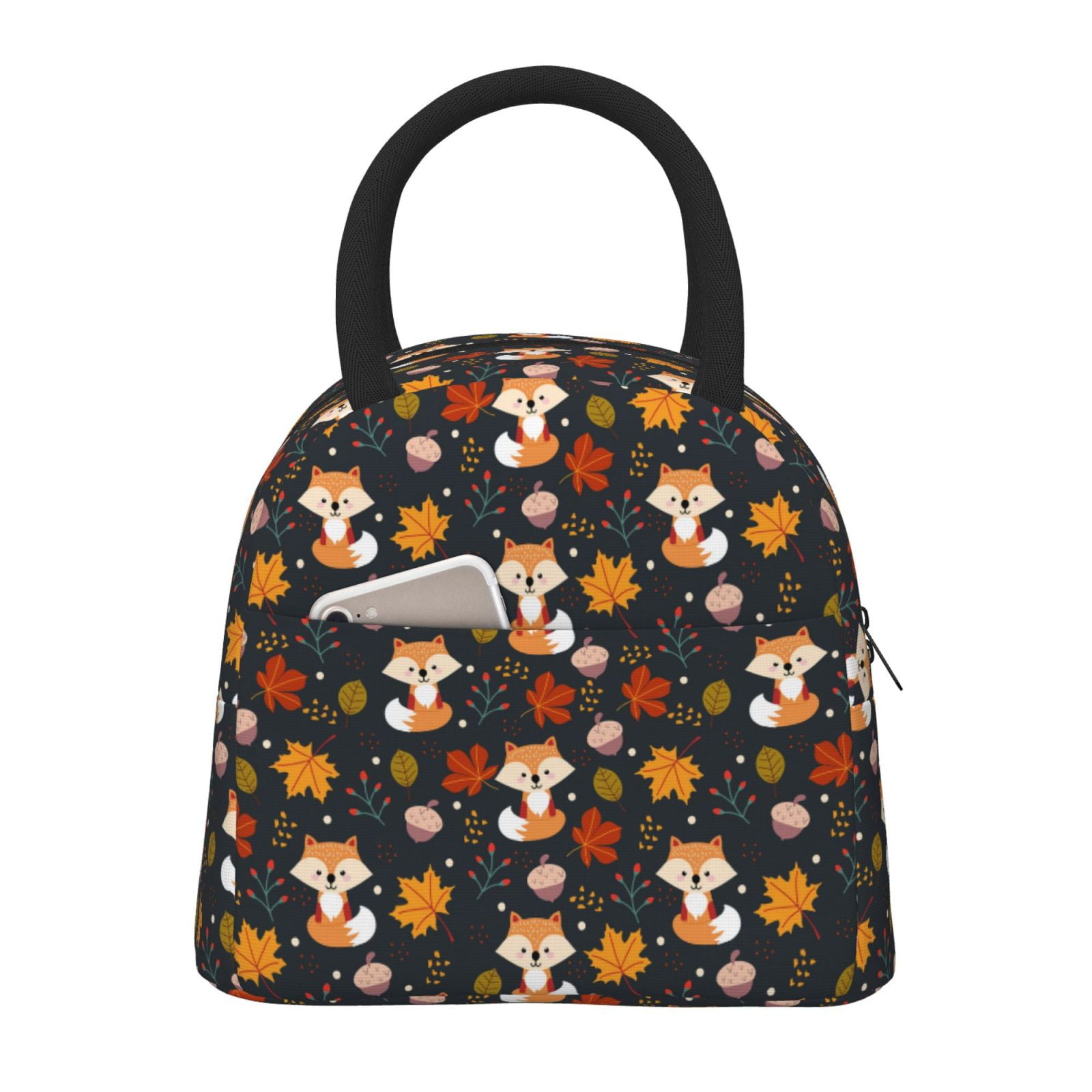 Daiia Autumn Fox Pattern Lunch Bag , Insulated Lunch Box, Small ...