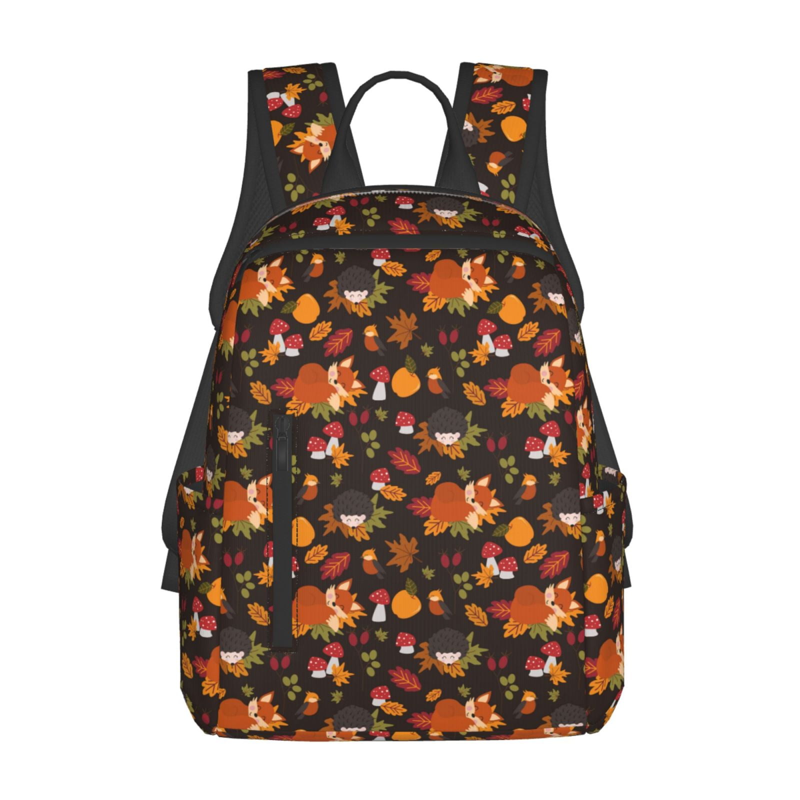 Daiia Autumn Hedgehog and Fox Cute School Backpack for Men and Women ...