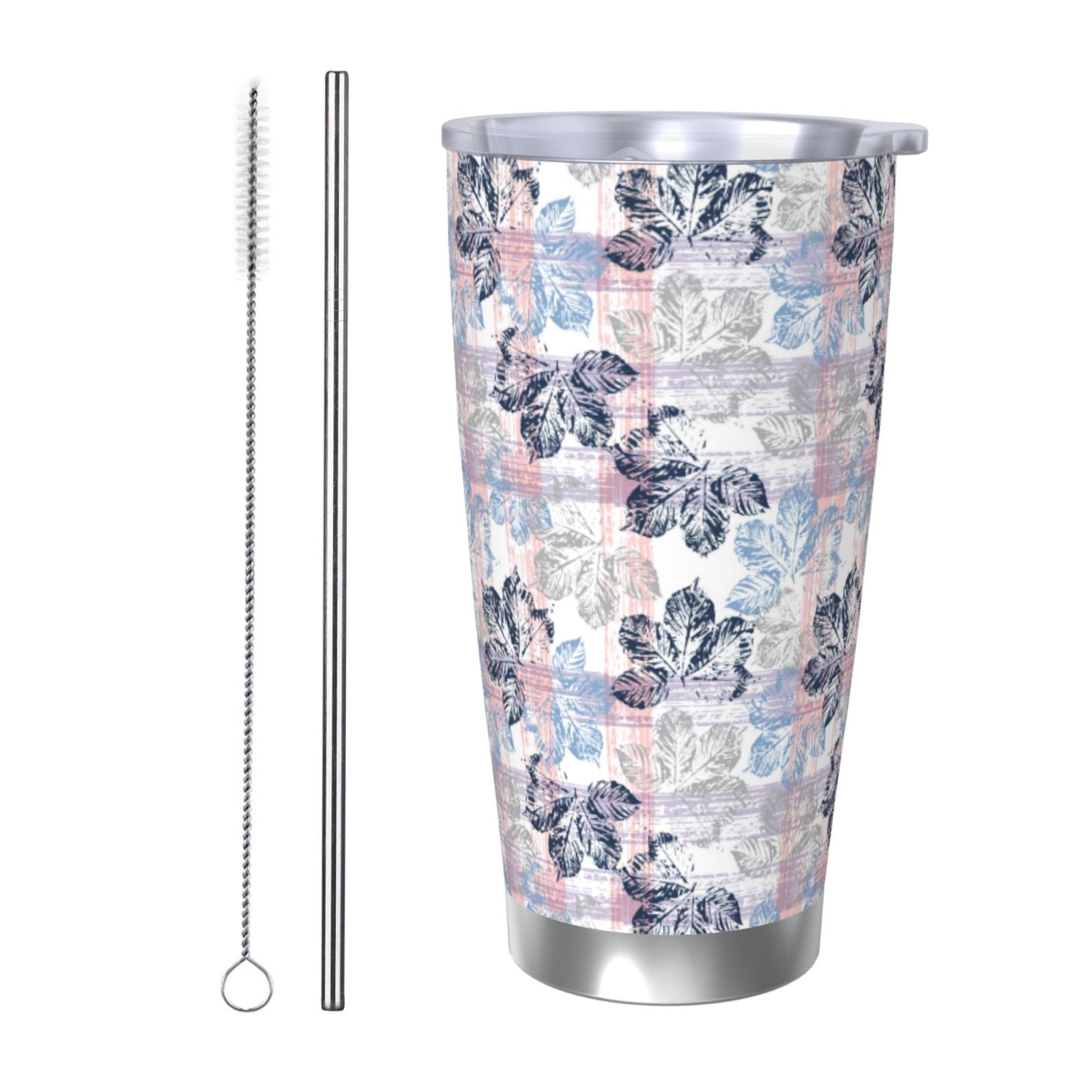 Daiia Autumn Leaves Printed 20oz Insulated Coffee Cup with Straw Topper ...