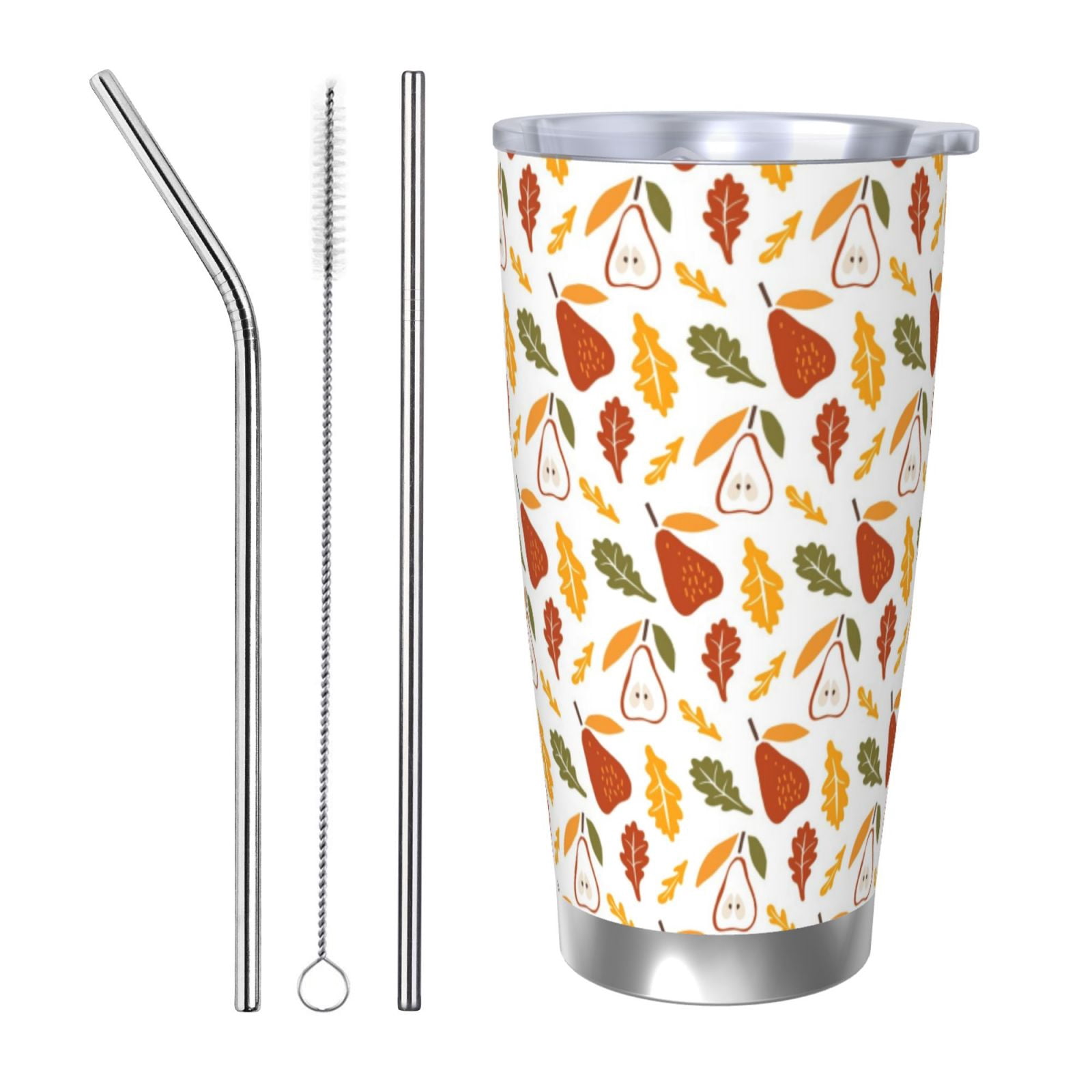 Daiia Autumn Pears Printed 20oz Insulated Coffee Cup with Straw Topper ...