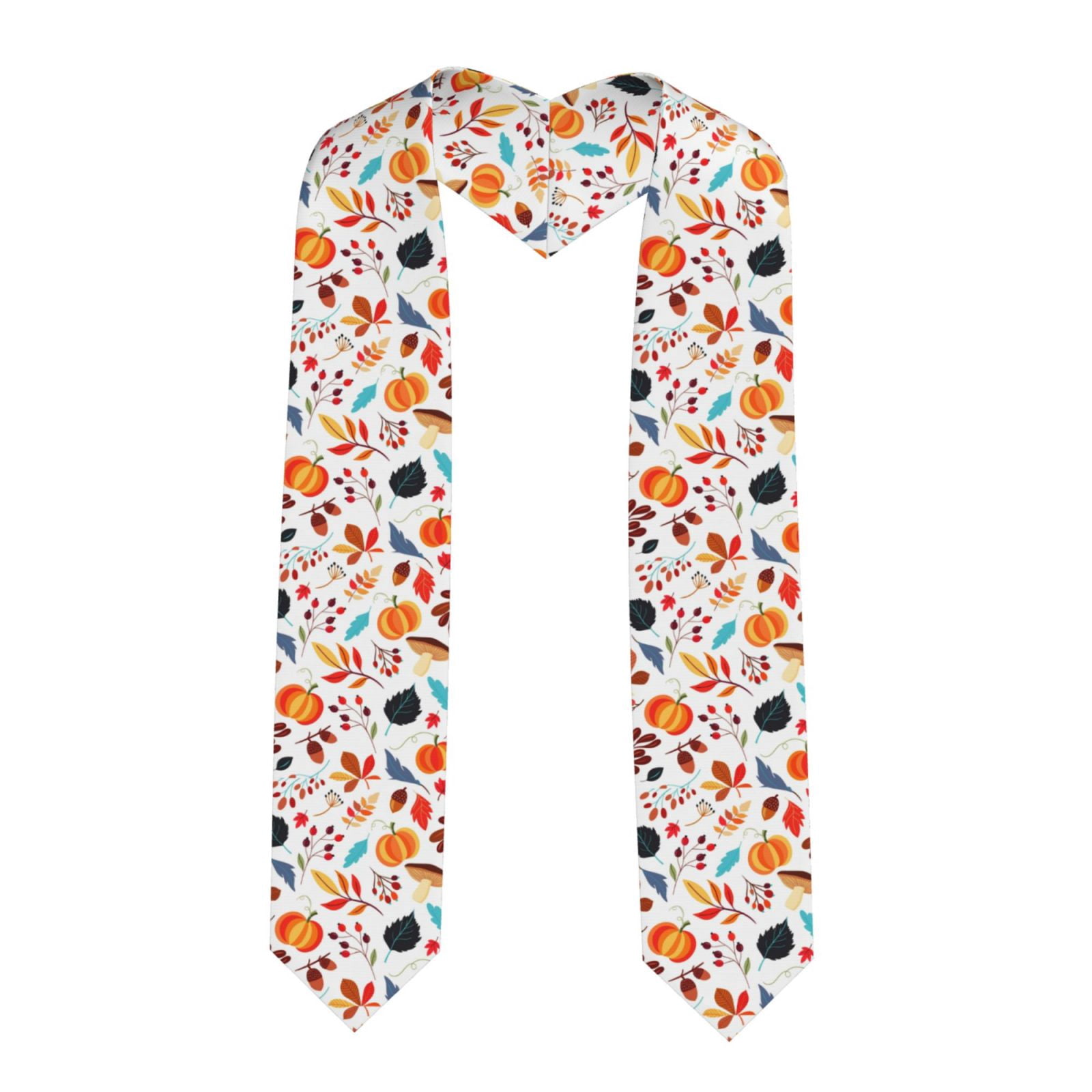 Daiia Autumn Pumpkins Fall Leaves Pattern Graduation Shawl Stole ...