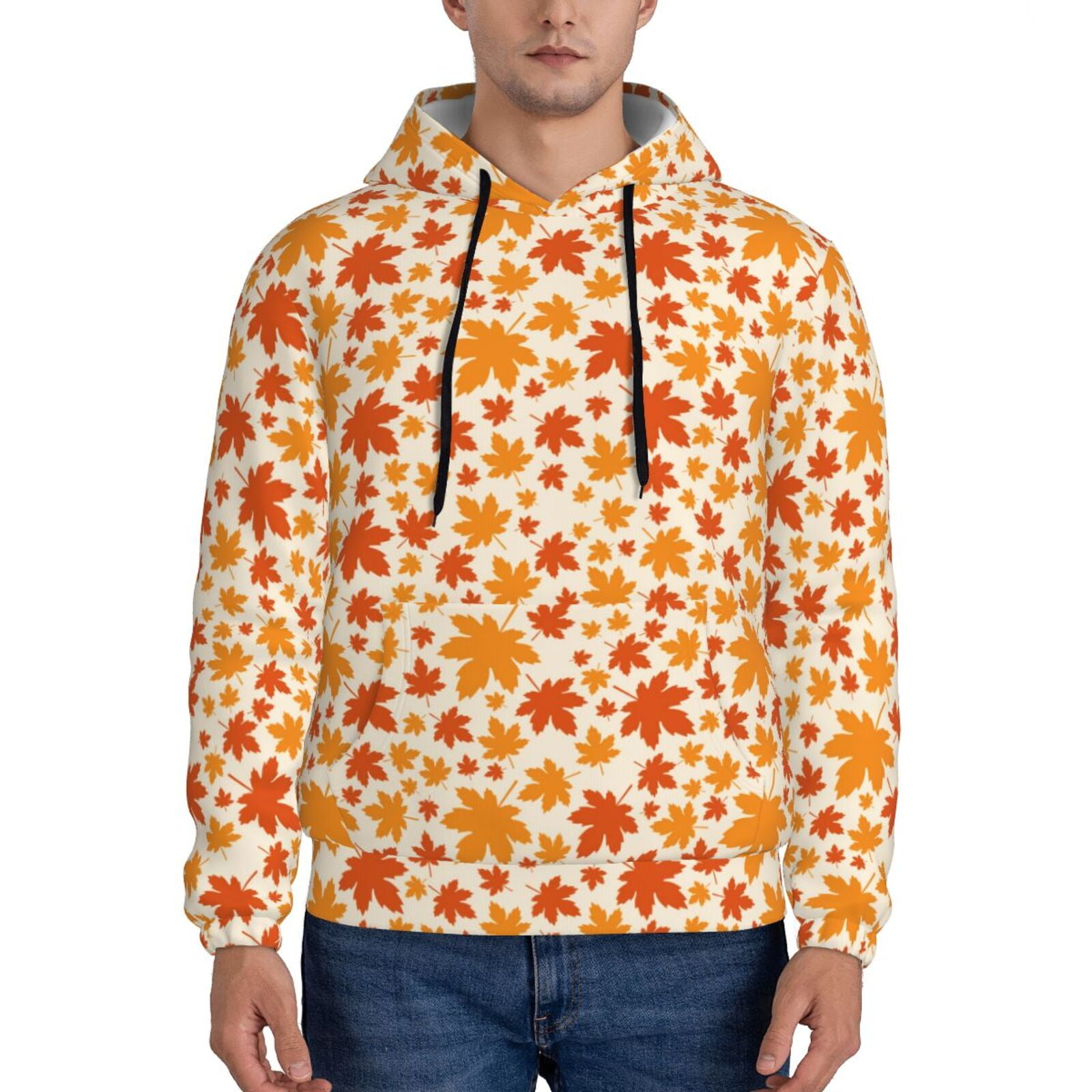 Daiia Autumn Red and Orange Maple Leaves for Men's Fashion Hoodies ...
