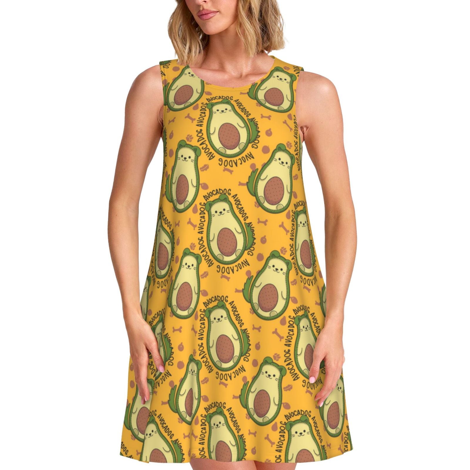 Daiia Avocado Dog Print Women's Dresses 2025 Trendy Short sleeve ...