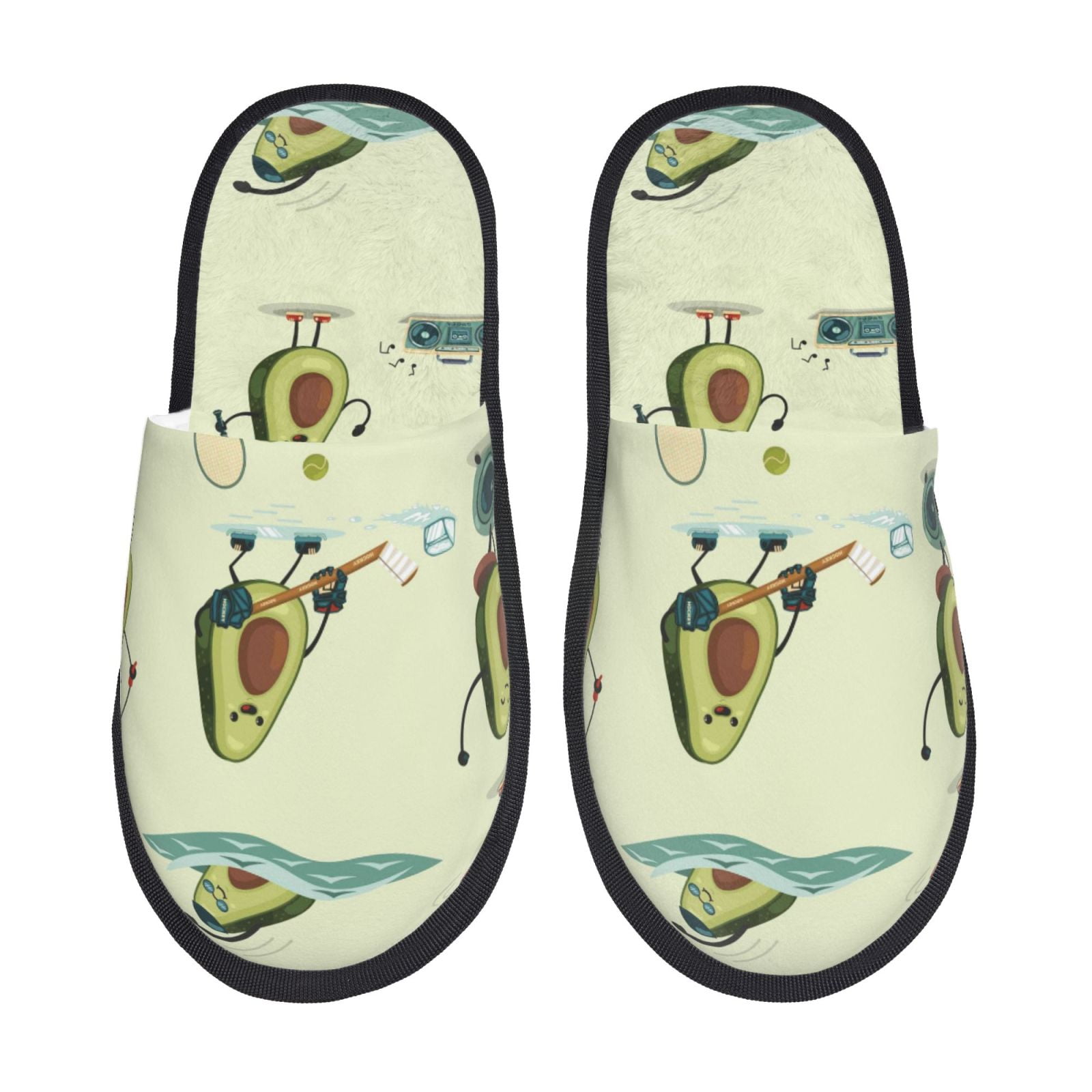 Daiia Avocado for Exercise Pattern Furry Slippers for Women and Men ...