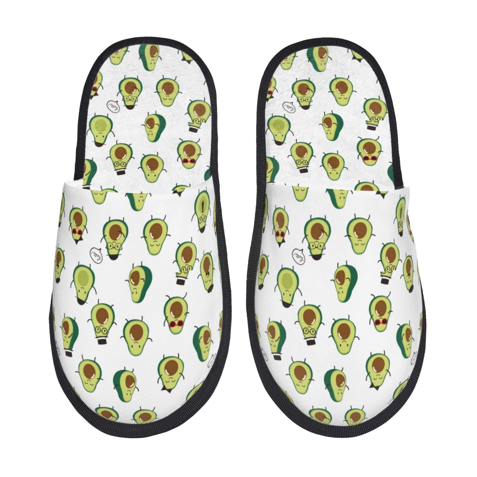 Daiia Avocado Friends Pattern Furry Slippers for Women and Men, Soft ...
