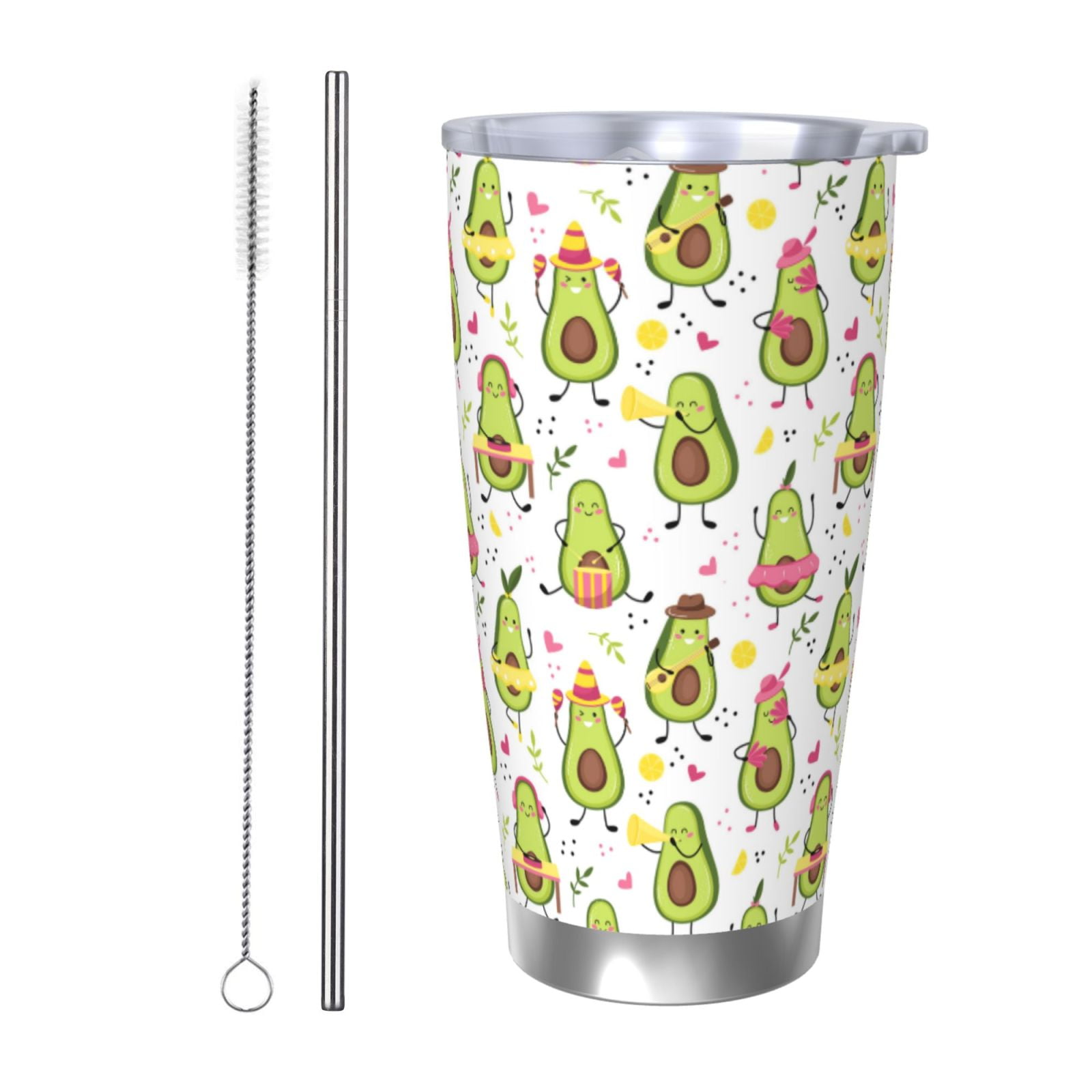 Daiia Avocado Playing Music Printed 20oz Insulated Coffee Cup with ...