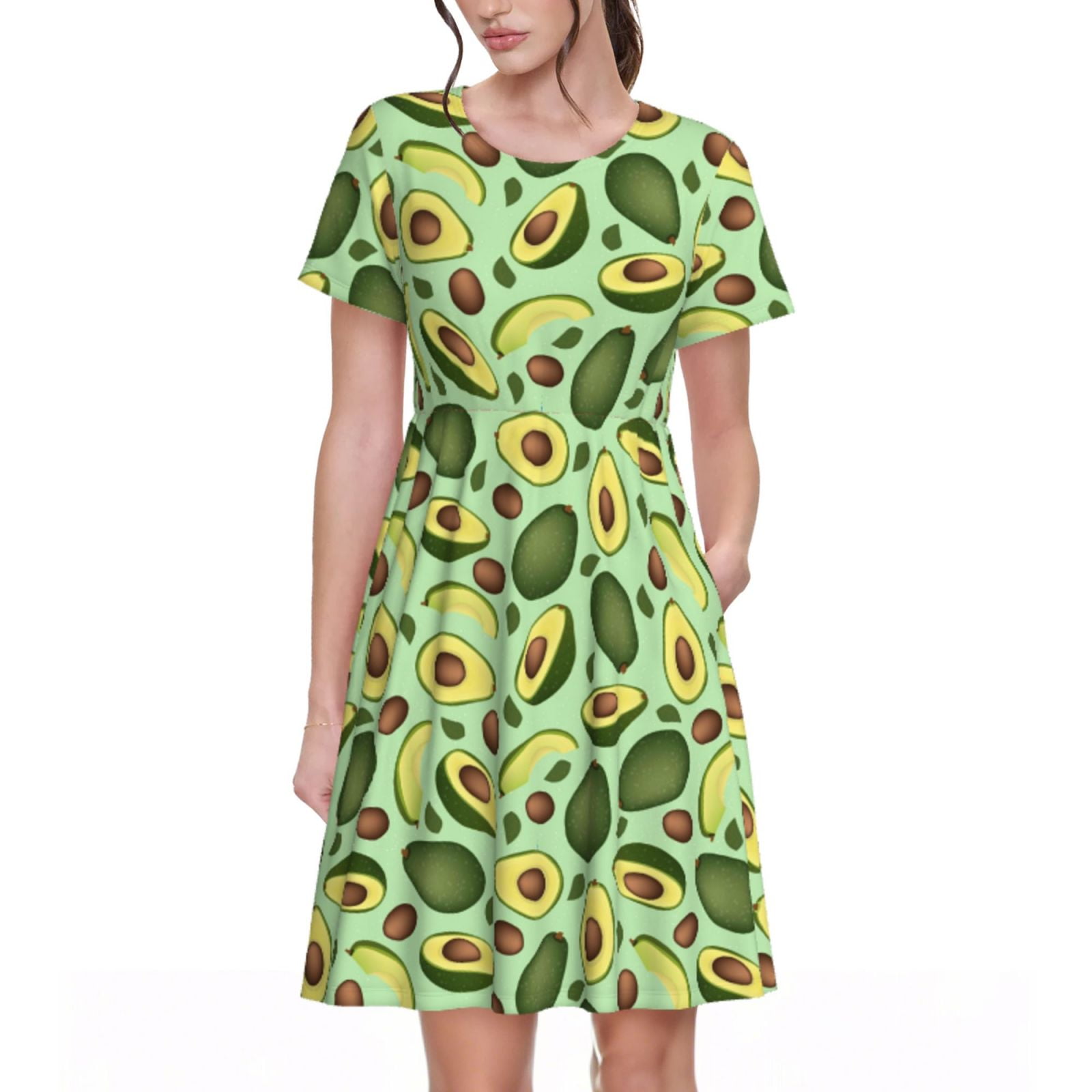 Daiia Avocado With Seeds Print Women's Dresses 2025 Trendy Short sleeve ...
