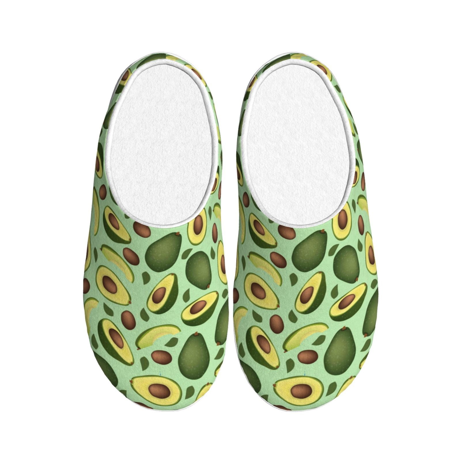 Daiia Avocado With Seeds Print Women’s Fuzzy Slippers Memory Foam ...