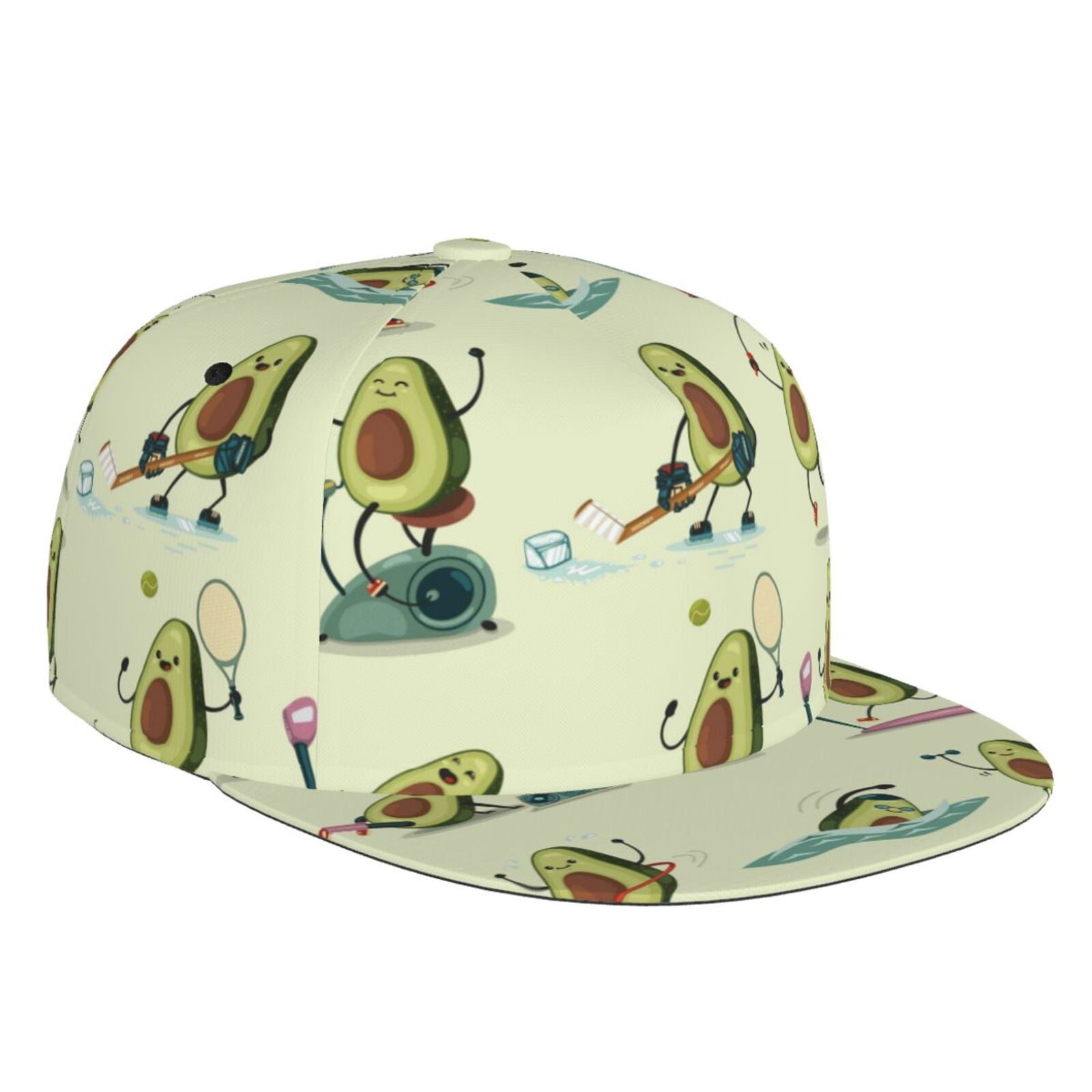 Daiia Avocado for Exercise print Flat Bill Hats Flat Brim Trucker Cap ...