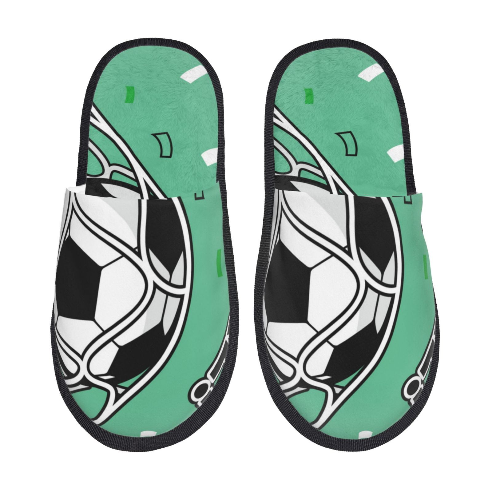 Daiia BALL INSIDE THE NET GOAL Pattern Furry Slippers for Women and Men ...