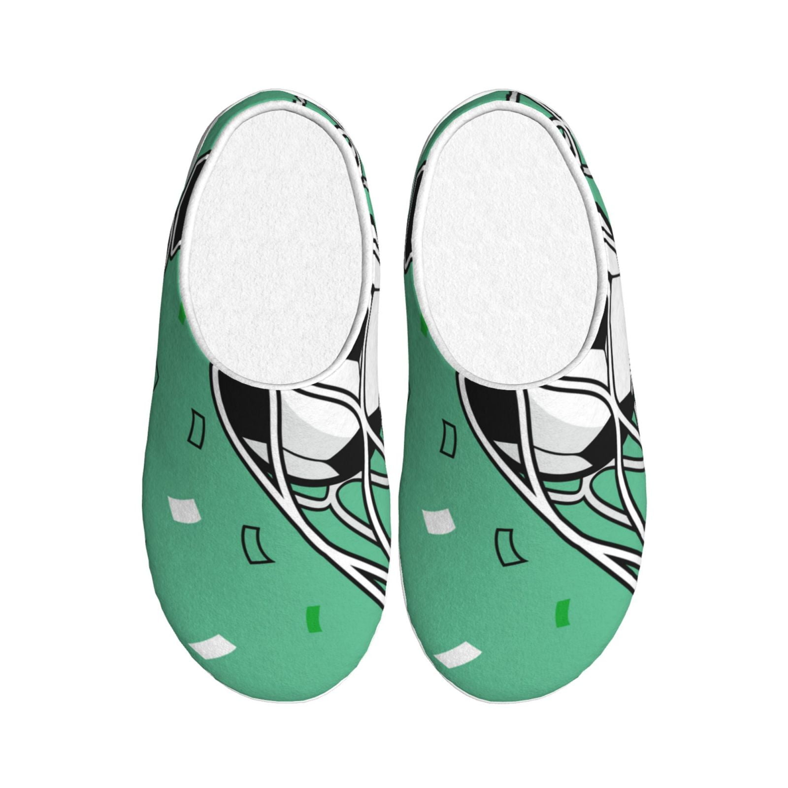 Daiia BALL INSIDE THE NET GOAL Print Women’s Fuzzy Slippers Memory Foam ...