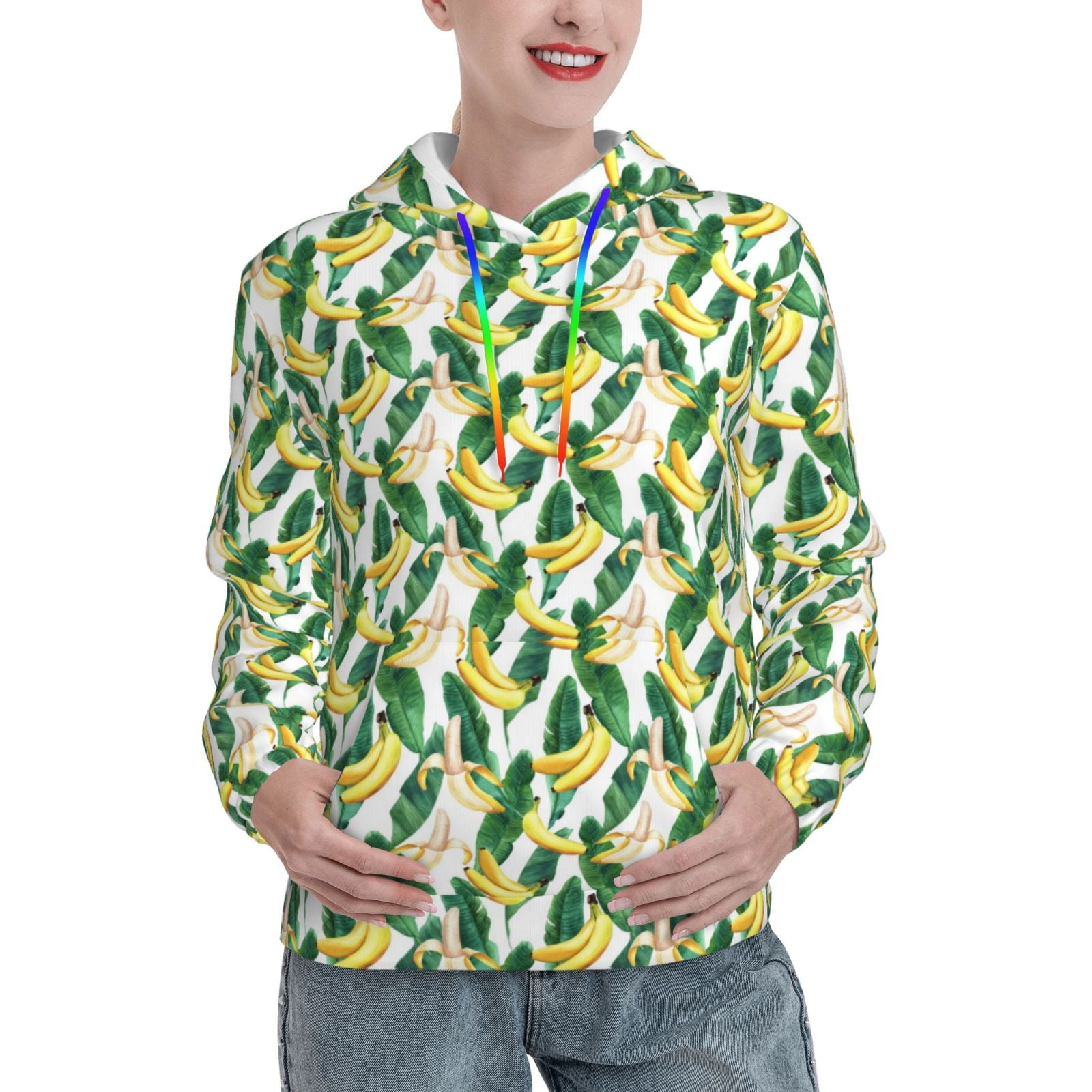 Daiia Banana Tree Leaves Pattern Women's Fashion Hoodies & Sweatshirts ...