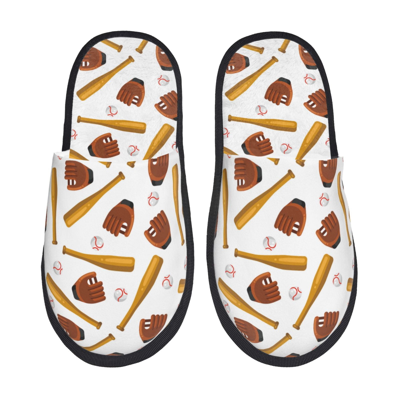 Daiia Baseball Sport Pattern Furry Slippers for Women and Men, Soft ...