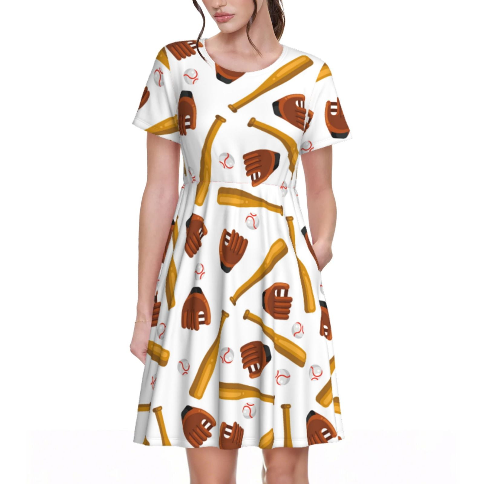 Daiia Baseball Sport Print Women's Dresses 2025 Trendy Short sleeve ...