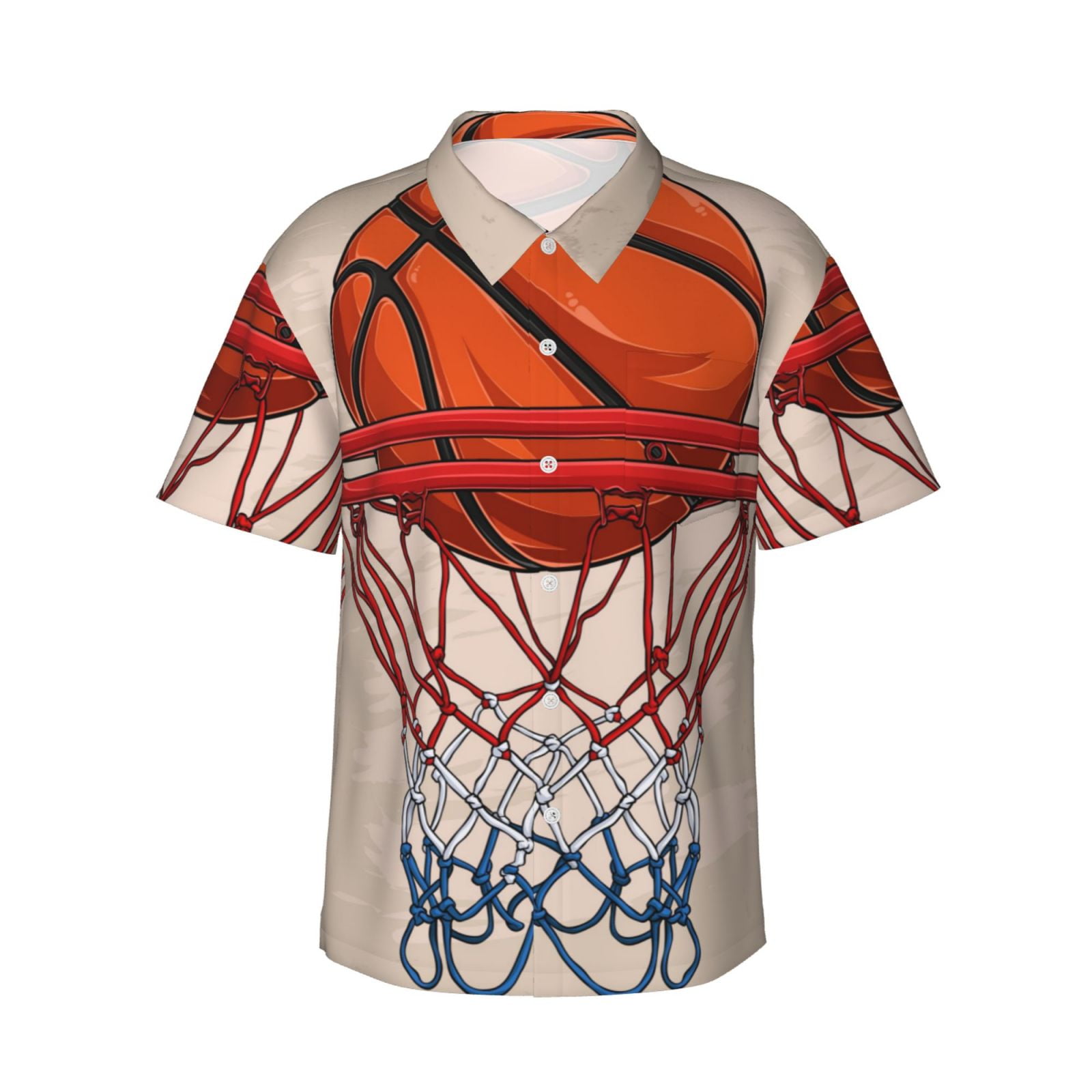 Daiia Basketball Shot Hawaiian Shirt for Men Gentle Cotton Regular ...