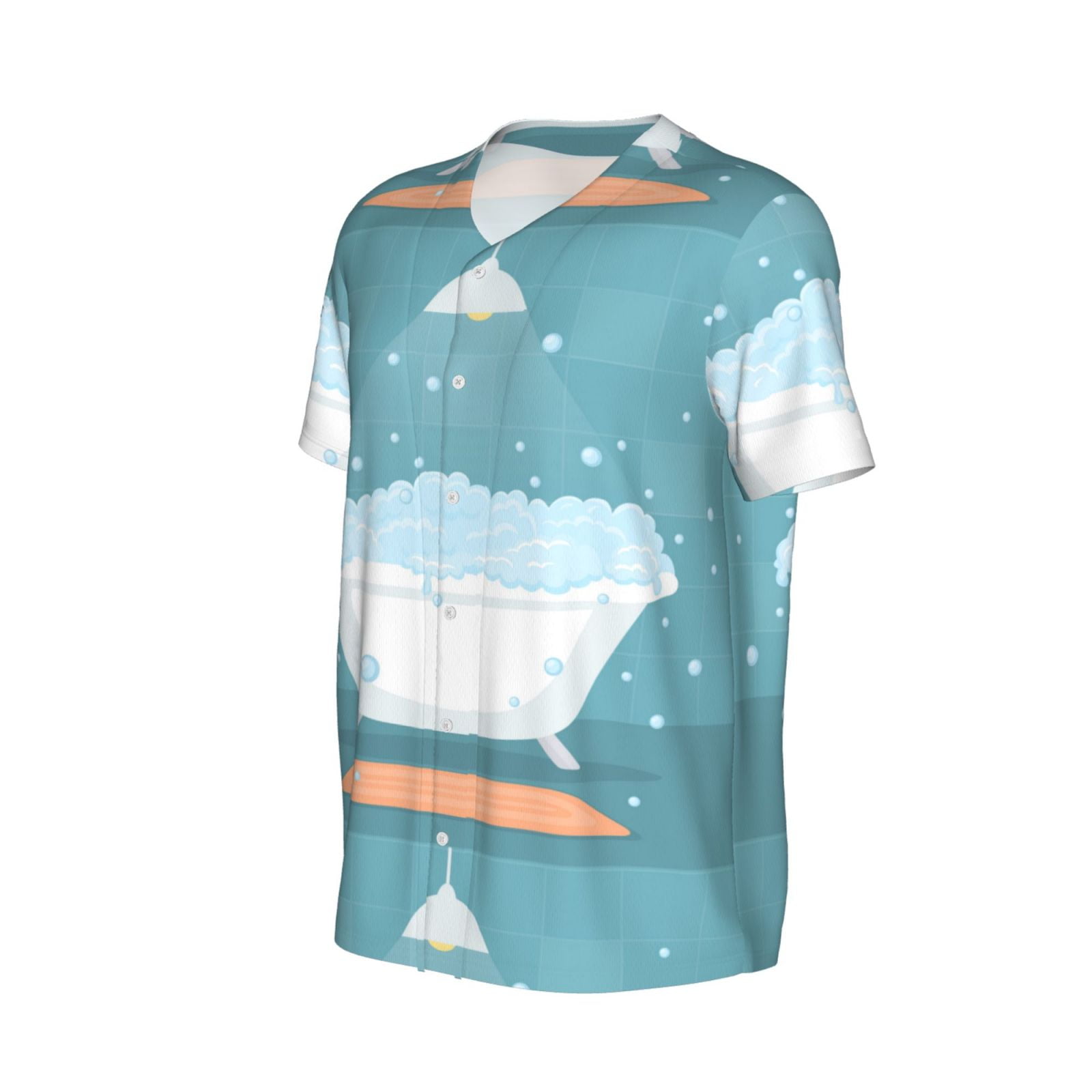 Daiia Bathtub with Soap Bubbles Mens Baseball Jersey Button Down Shirts ...