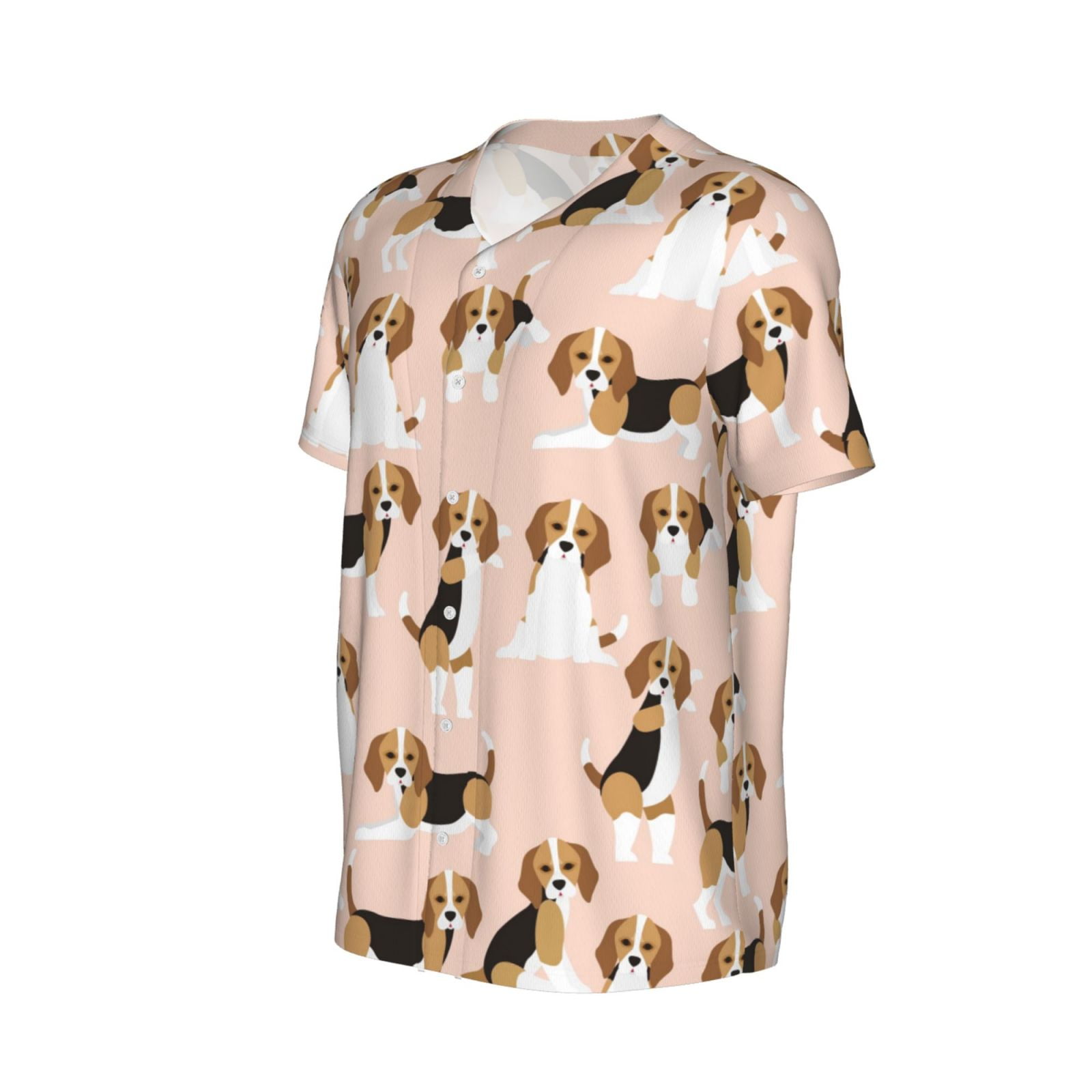 Daiia Beagle Dog On Brown Mens Baseball Jersey Button Down Shirts Short ...