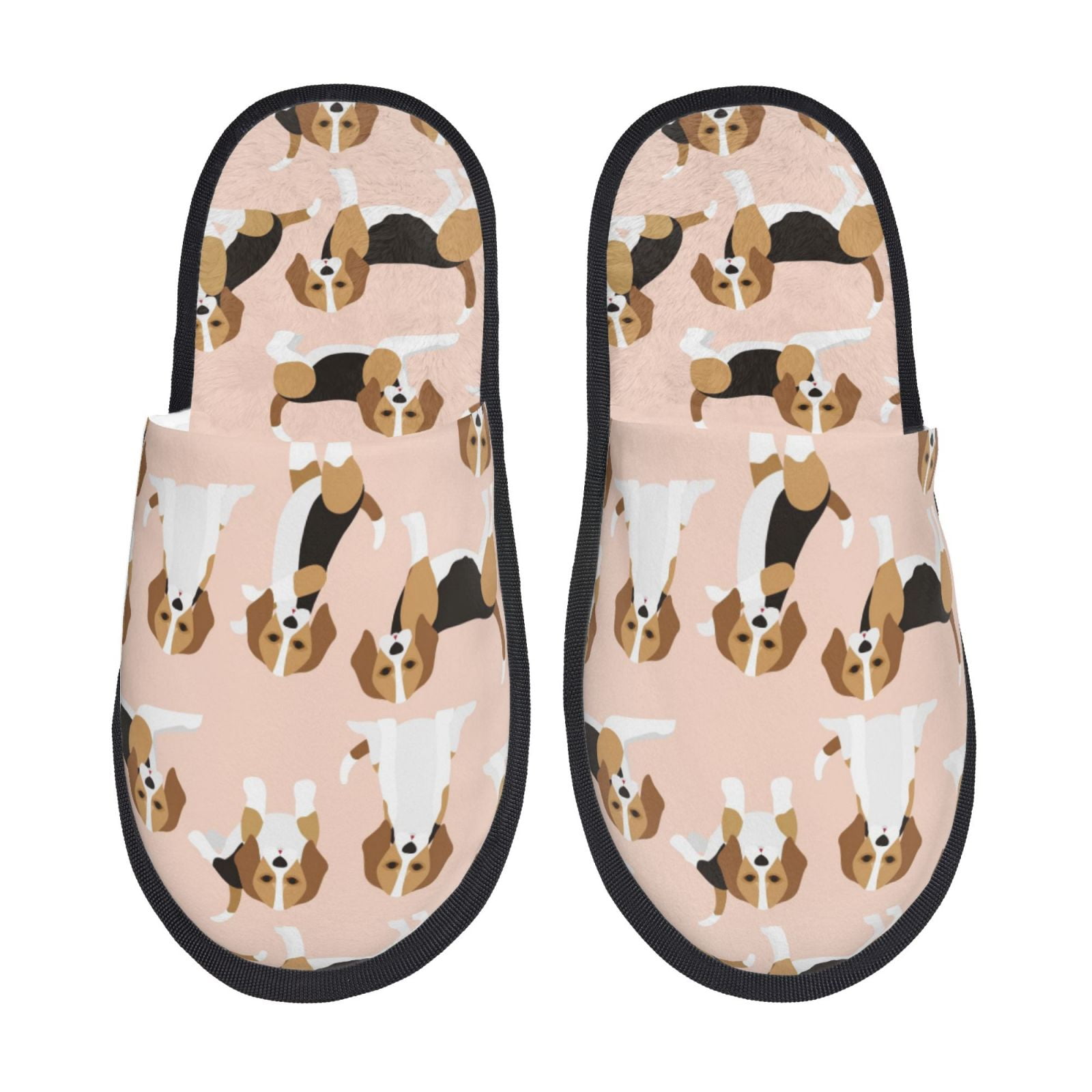 Daiia Beagle Dog On Brown Pattern Furry Slippers for Women and Men ...