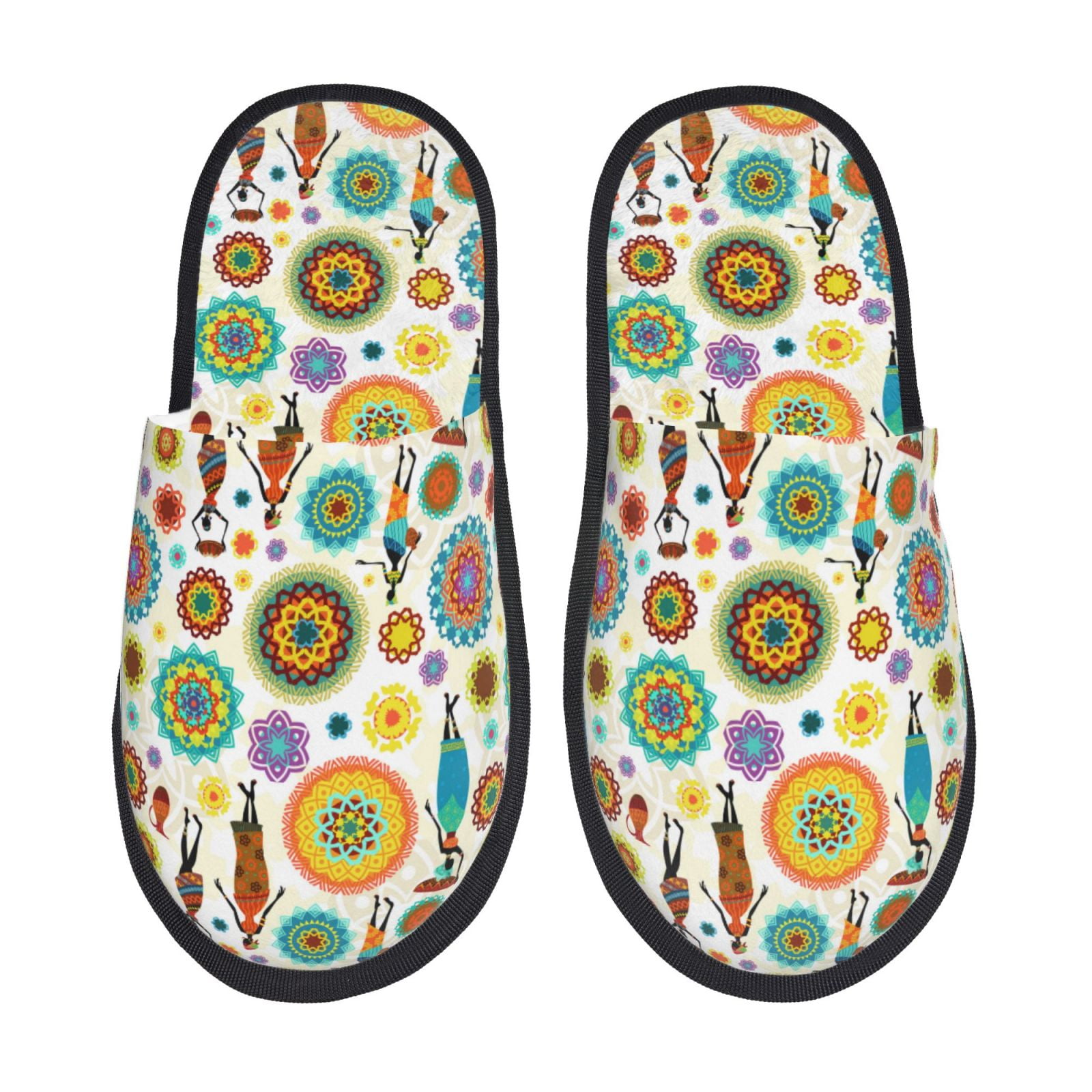 Daiia Beautiful African Womens Pattern Furry Slippers for Women and Men ...