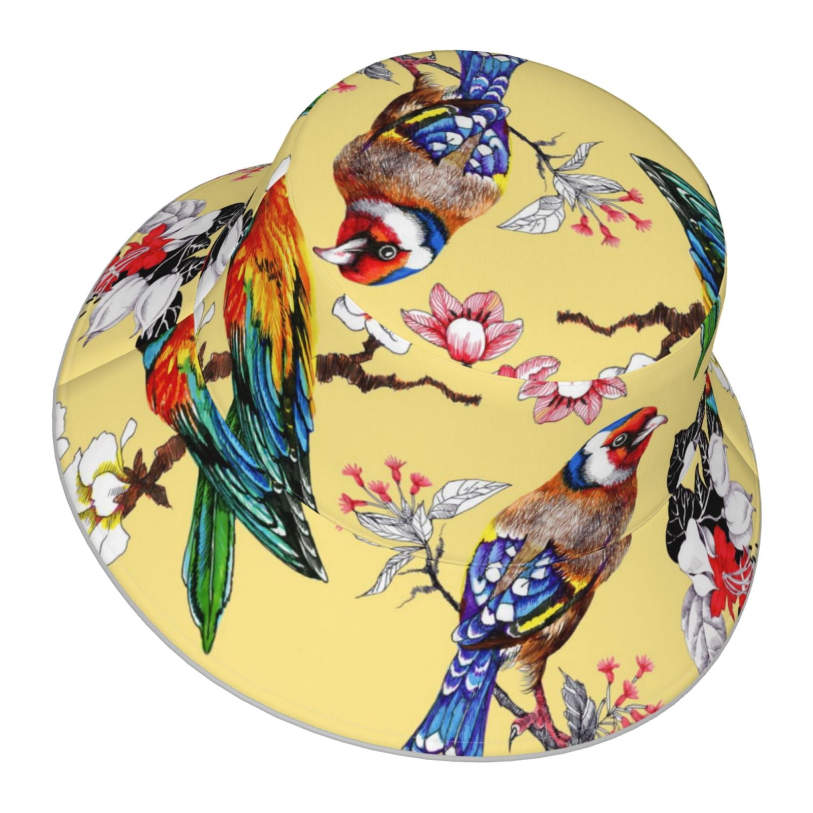 Daiia Beautiful Bright Birds And Flowers Pattern Bucket Hat - Trendy ...