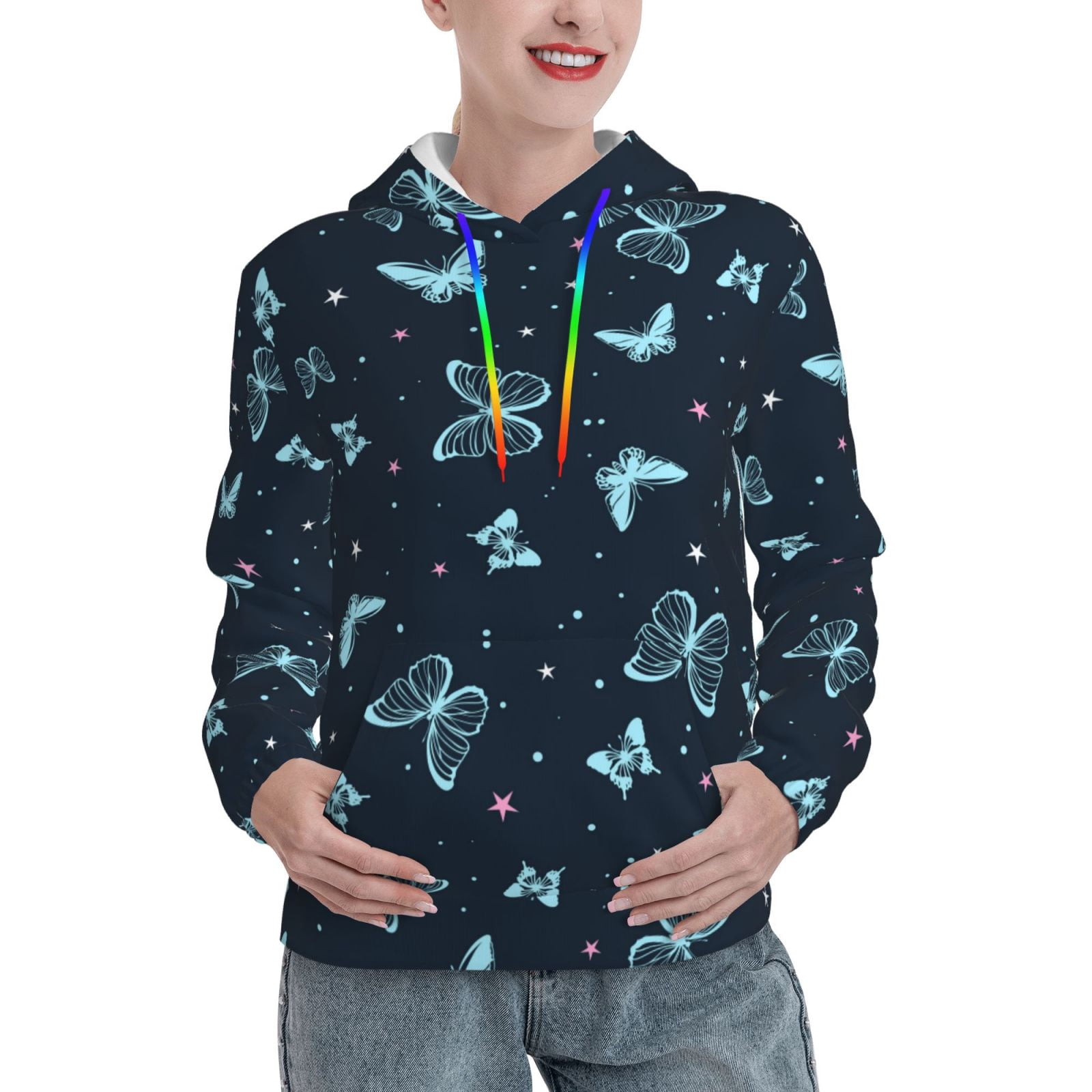 Daiia Beautiful Butterflies Pattern Women's Fashion Hoodies ...