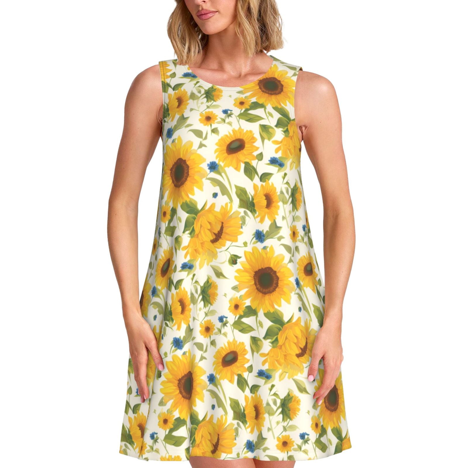 Daiia Beautiful Countryside Sunflower Print Women's Dresses 2025 Trendy ...