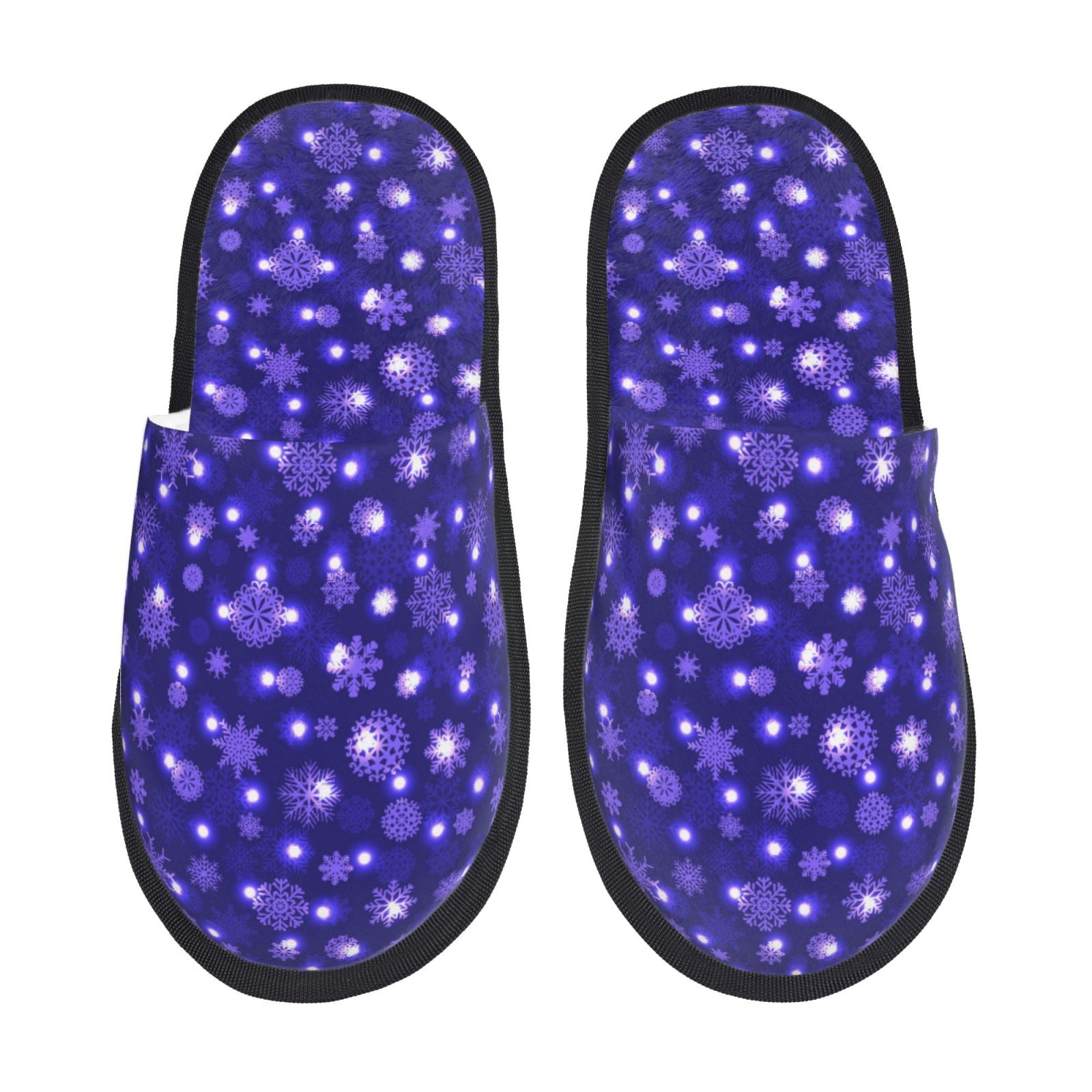 Daiia Beautiful Purple Snowflakes Pattern Furry Slippers for Women and ...