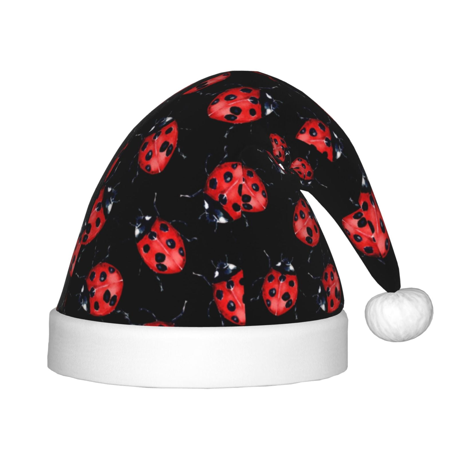 Daiia Beautiful Red Ladybug Print Christmas Knitted Beanie Hat, Large ...