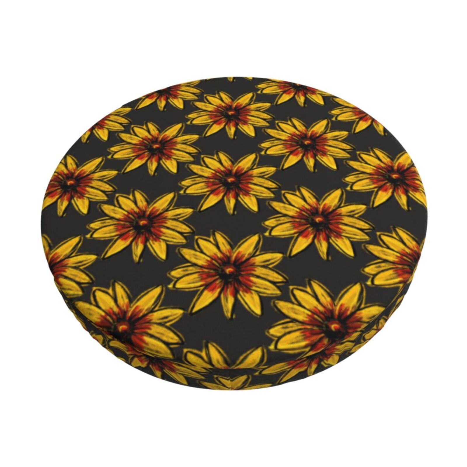 Daiia Beautiful Sunflower Stool Covers Round,Round Bar Stool Covers ...