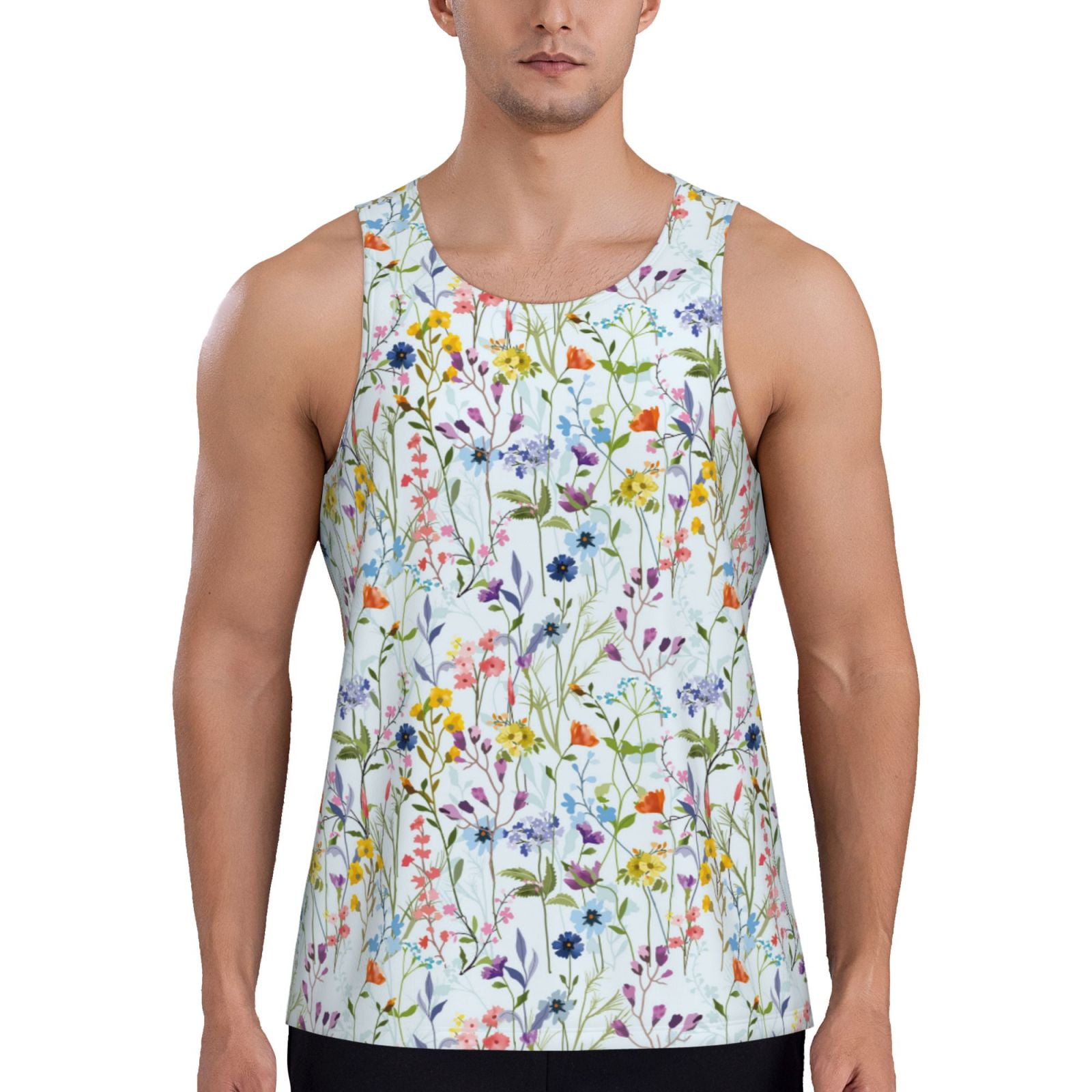 Daiia Beautiful wild flower forest Printed Men's Quick Dry Fit Muscle ...