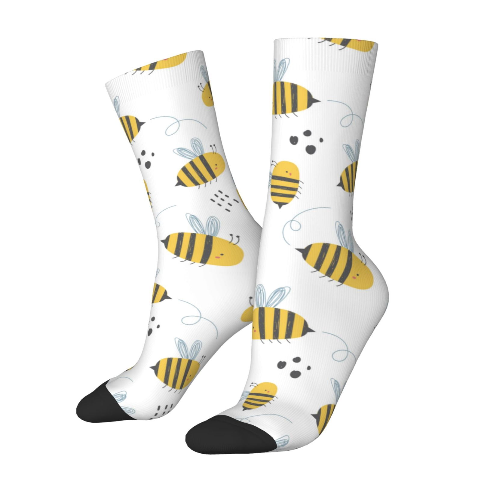 Daiia Bee Print Crew Socks – Soft Breathable Long Socks for Men & Women ...