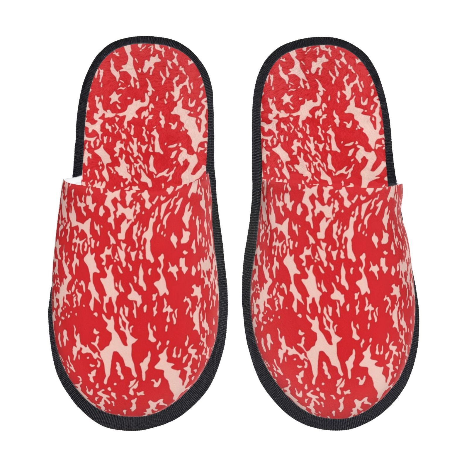 Daiia Beef Pattern Furry Slippers for Women and Men, Soft Plush Indoor ...