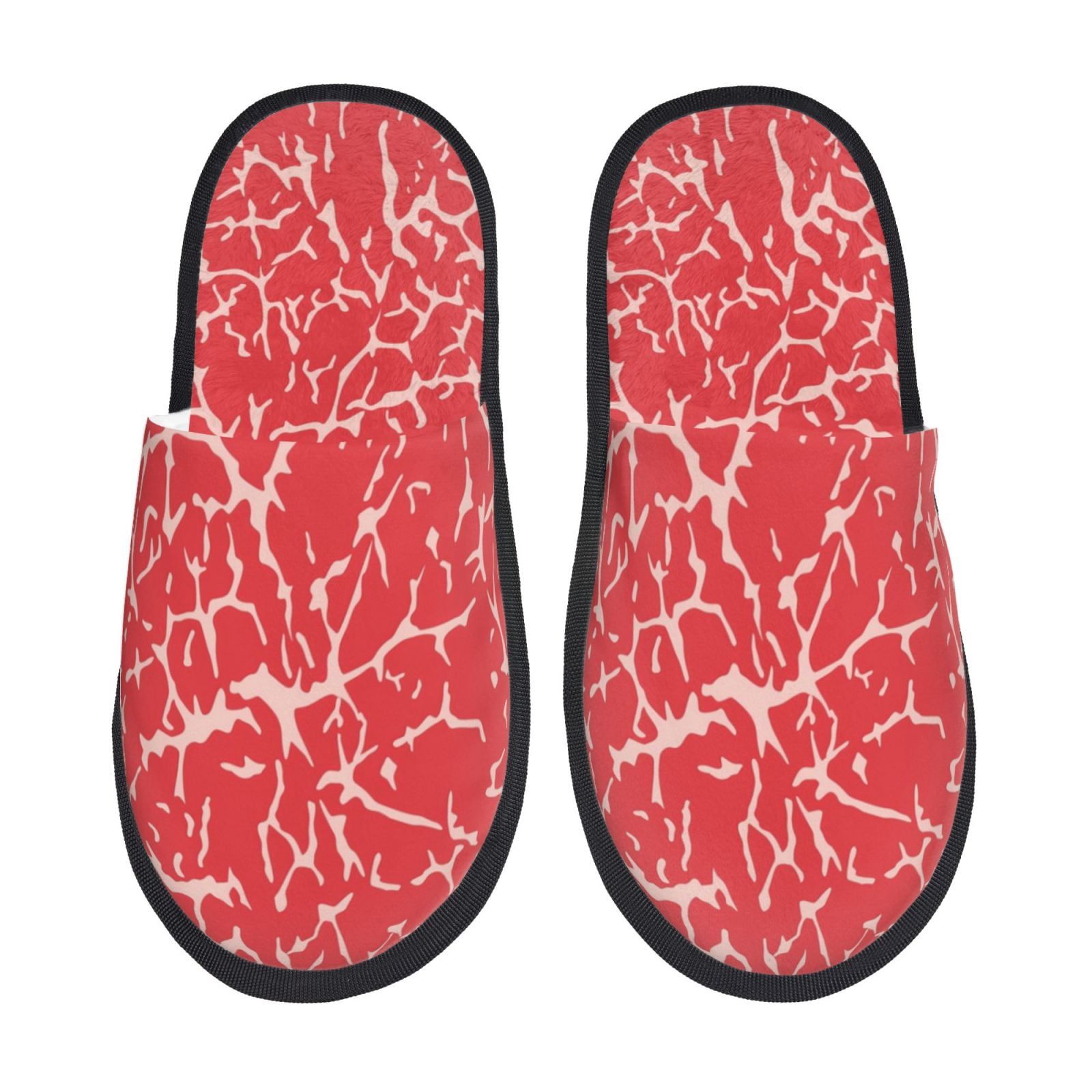Daiia Beef2 Pattern Furry Slippers for Women and Men, Soft Plush Indoor ...