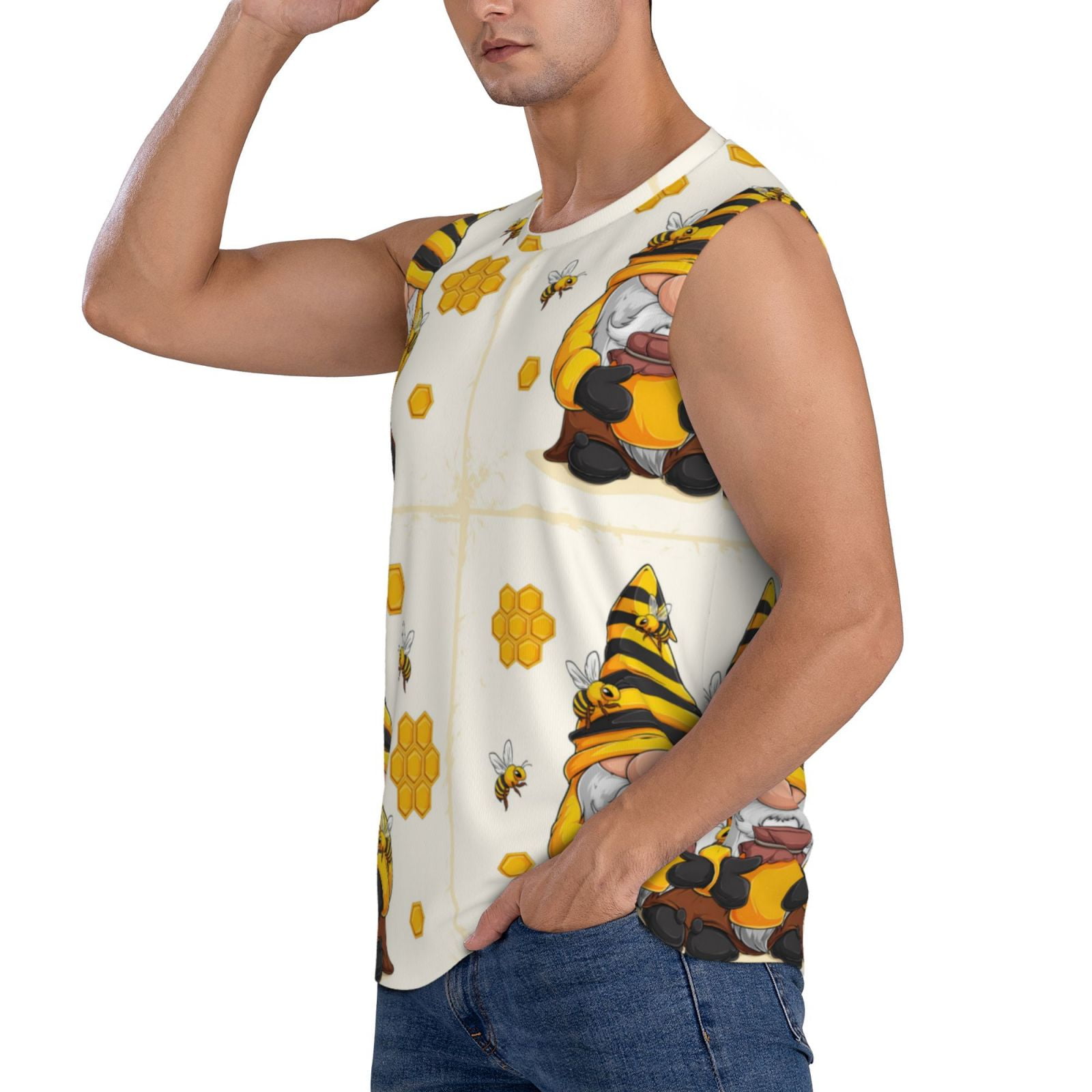 Daiia Beekeeper Gnome Holding A Glass Printed Men's Tank Tops,Casual ...